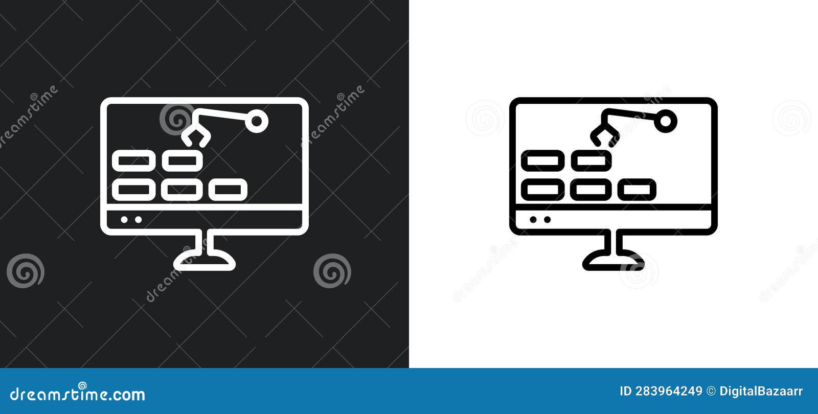 Set Of Industrial Outline Icons. Contains Icons As Technical Algorithm, Inspect And Lighthouse ...