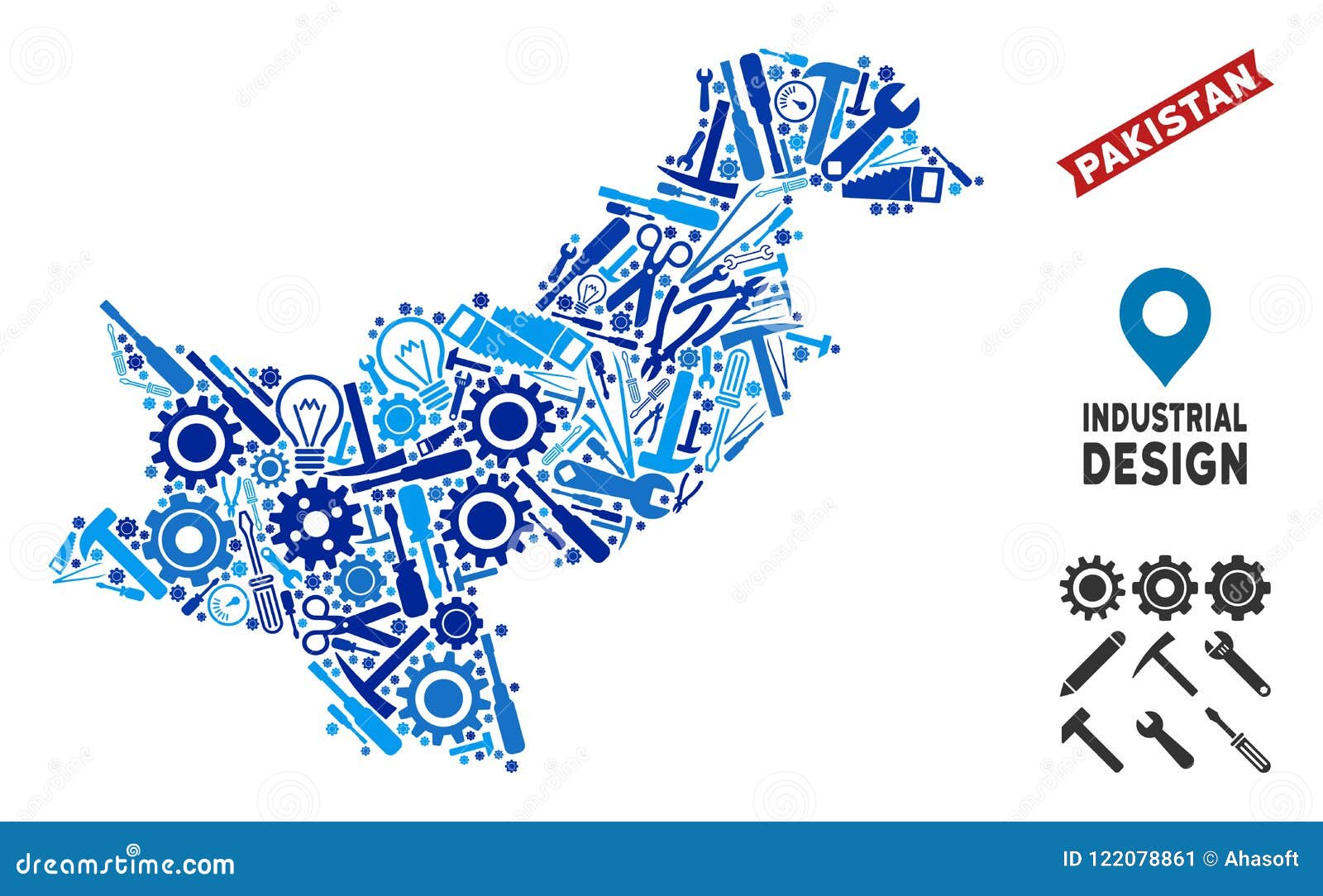 Industrial Pakistan Map Composition Stock Vector - Illustration of ...