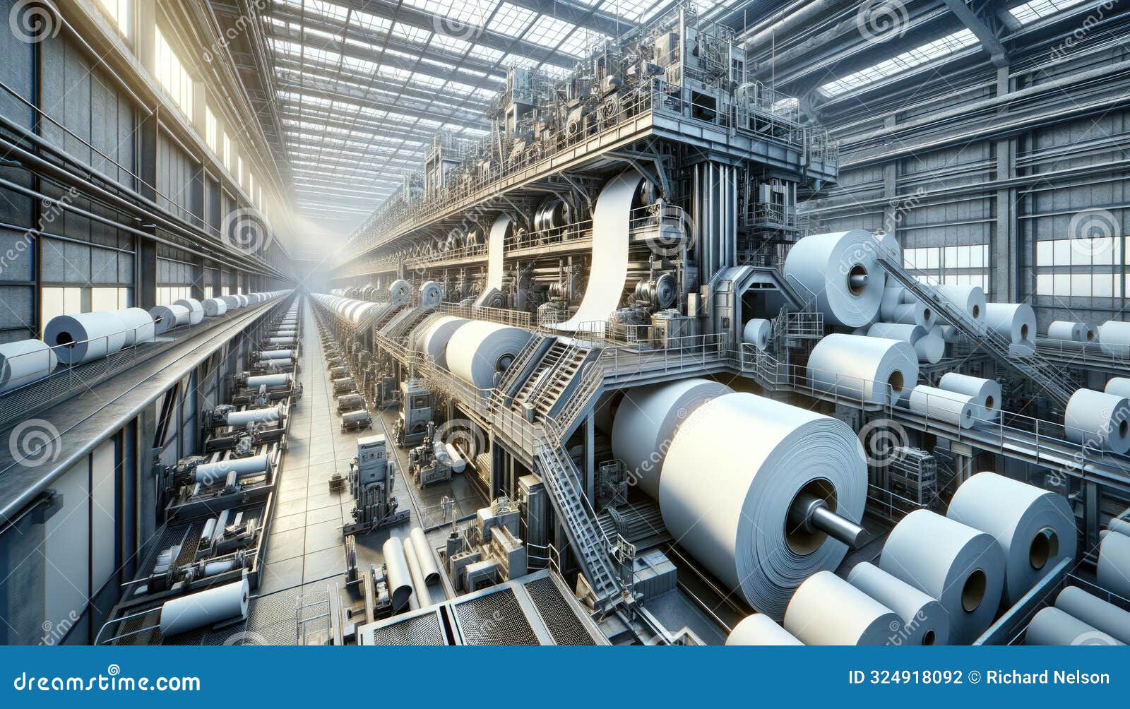 Industrial Paper Manufacturing Process In A Paper Mill Royalty-Free ...