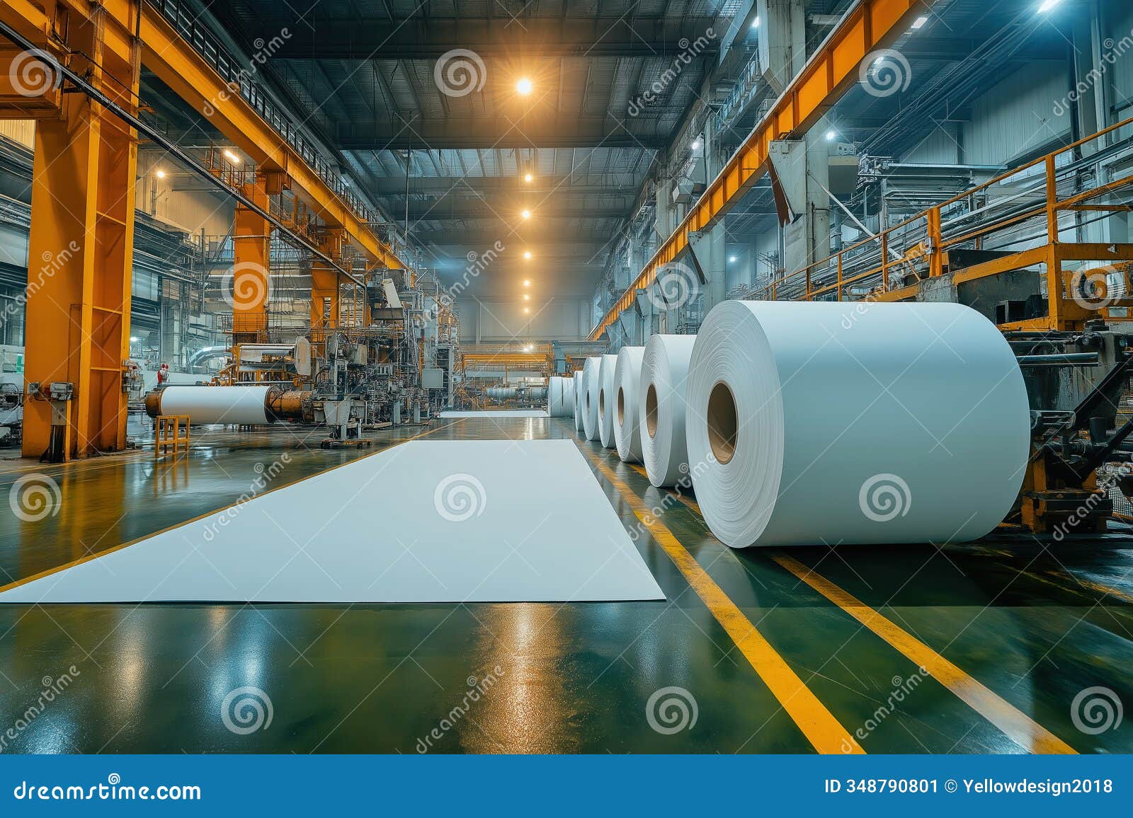 Industrial Paper Production Facility with Large Rolls in a Modern ...