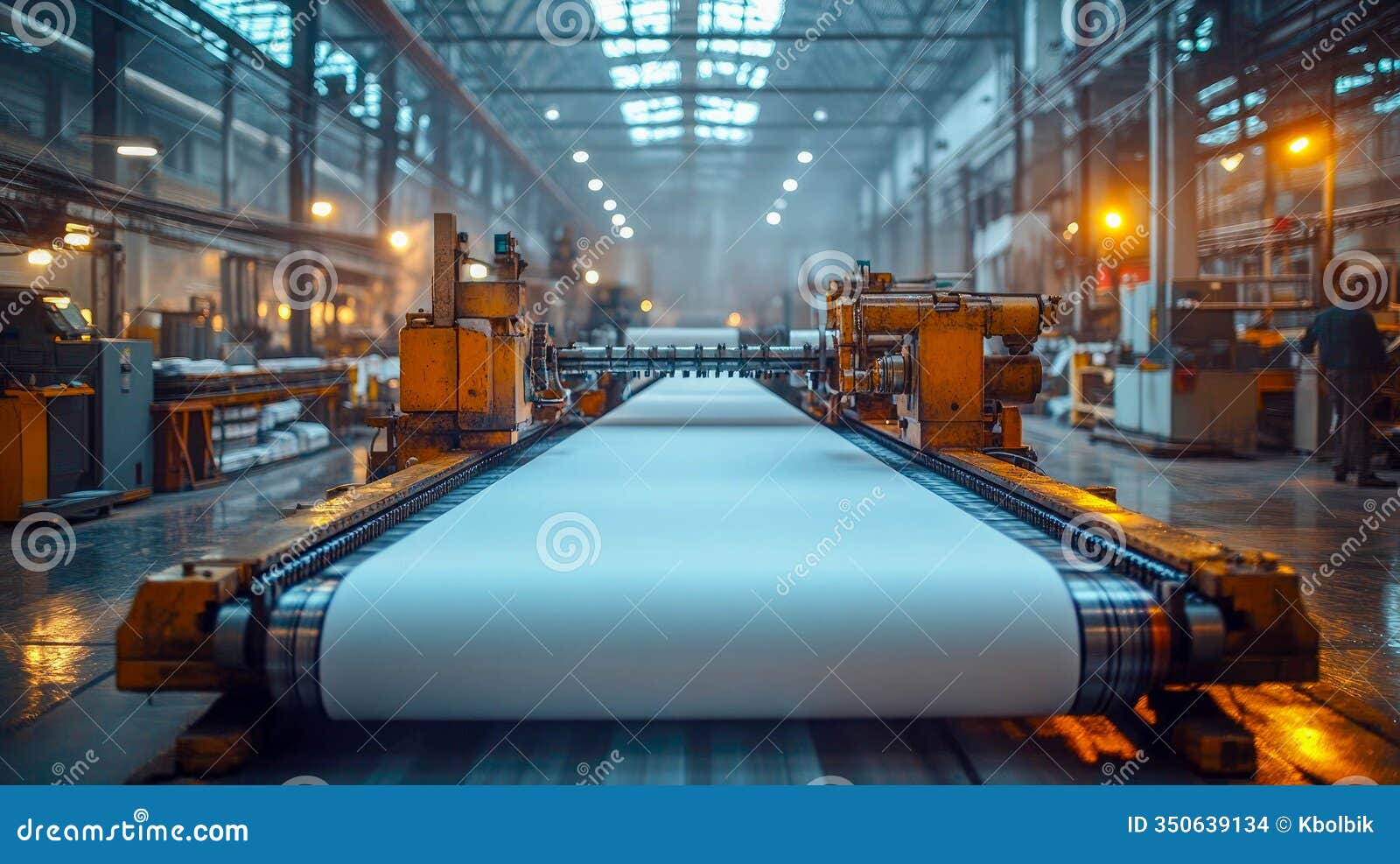 Industrial Paper Roll Machine in Workshop with Large Windows, Natural ...