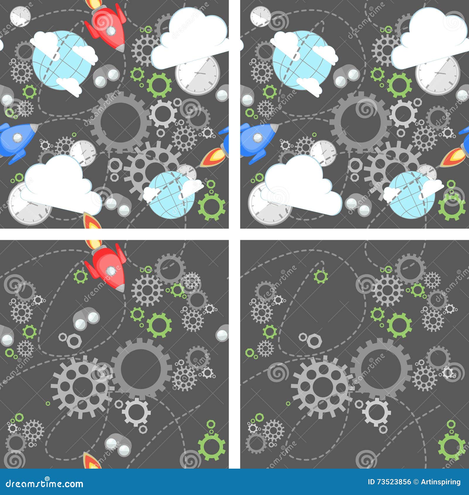 Industrial Pattern Set on White. Stock Vector - Illustration of ...