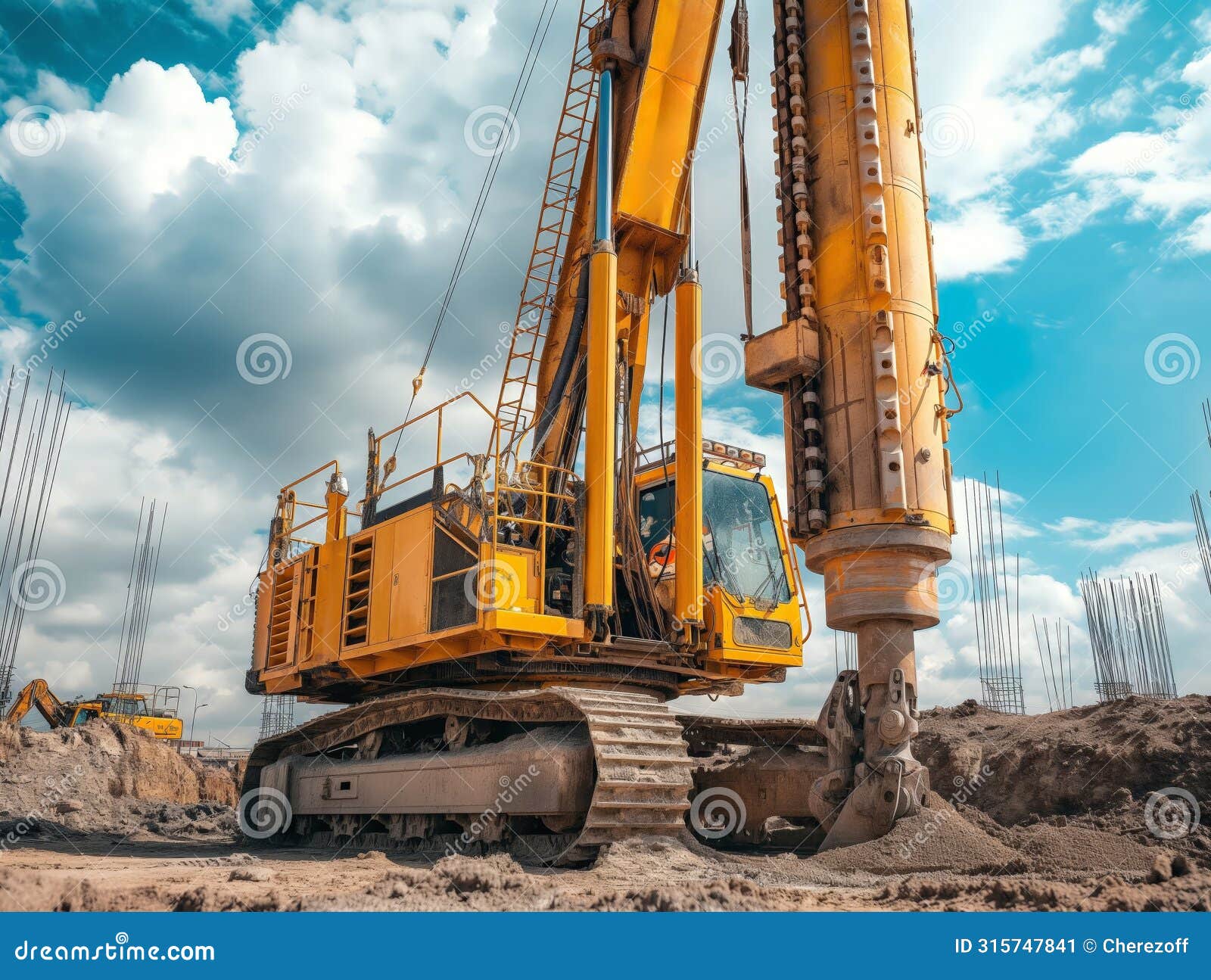 Industrial Piling Machine at Construction Site Stock Image - Image of ...