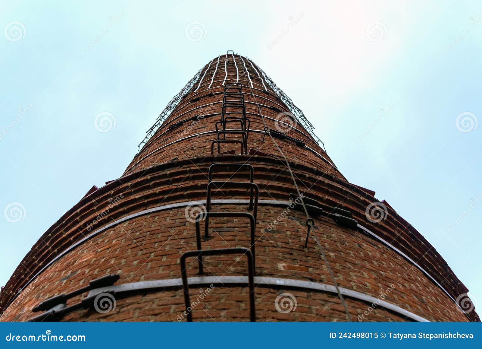 Industrial Pipe Made of Bricks with a Ladder in the Form of Staples ...