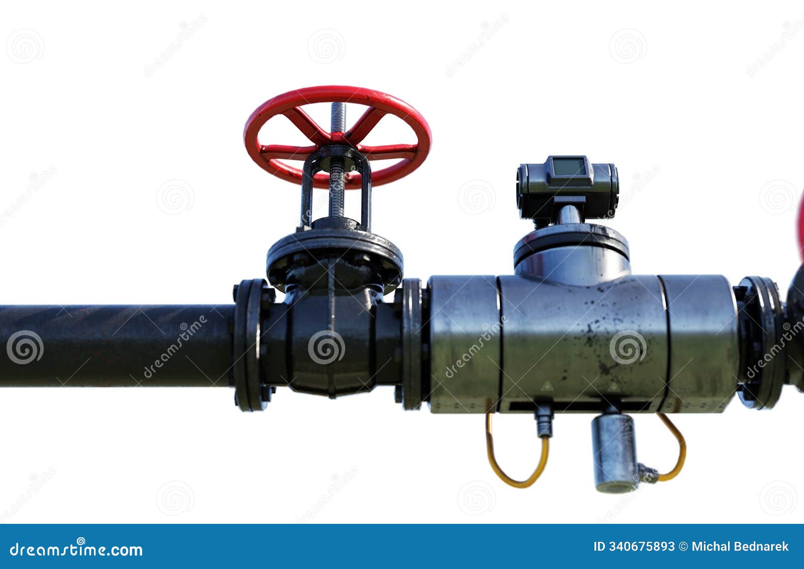 Industrial Pipeline with Red Valve and Meter Devices Stock Image ...