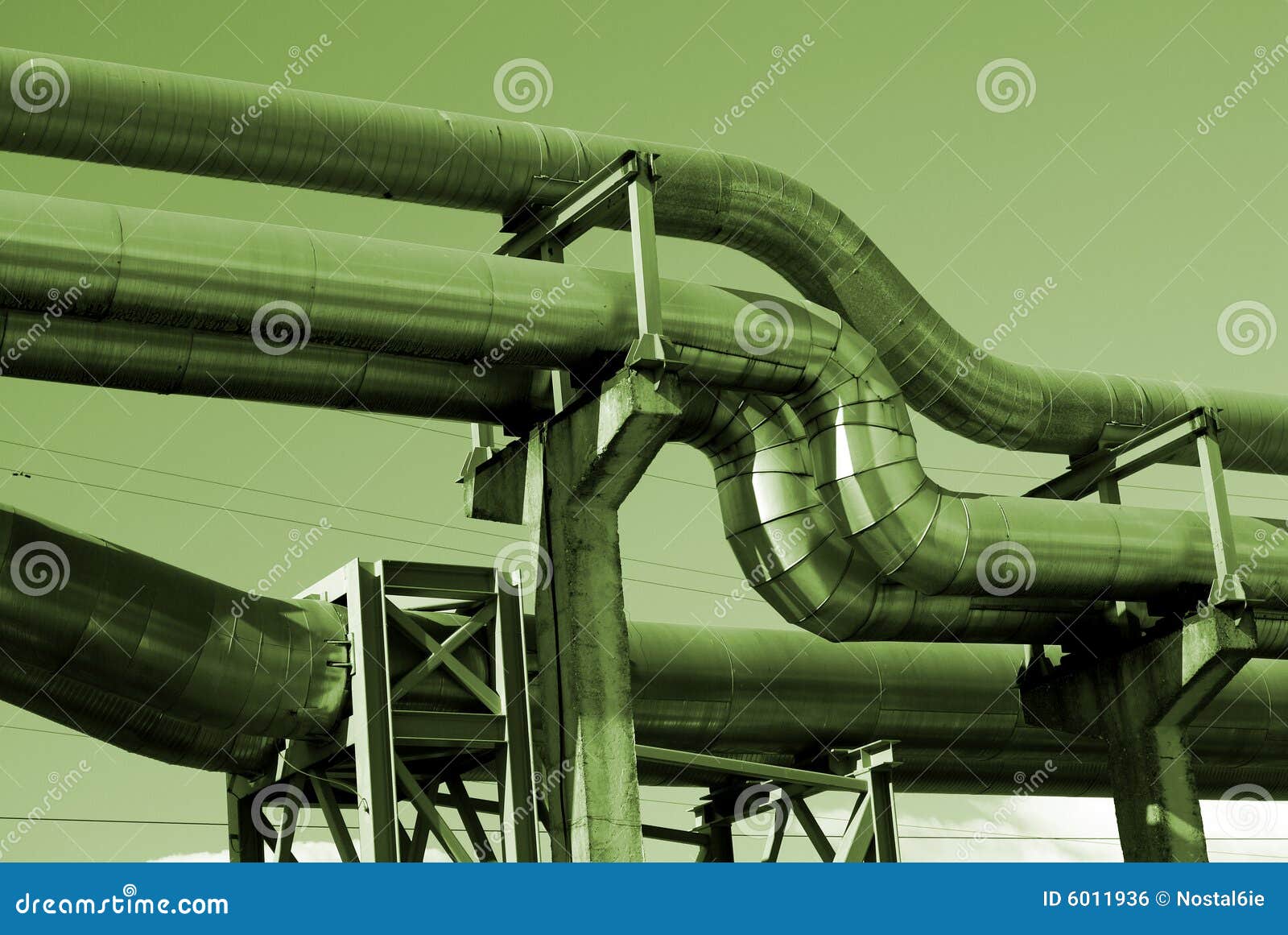 Industrial Pipelines and Electric Power Lines Bw Stock Photo - Image of ...