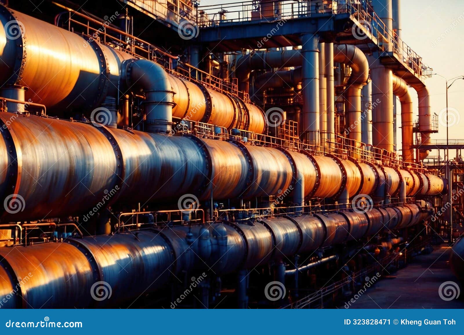 Industrial Pipelines Inside Oil Refinery Stock Illustration ...