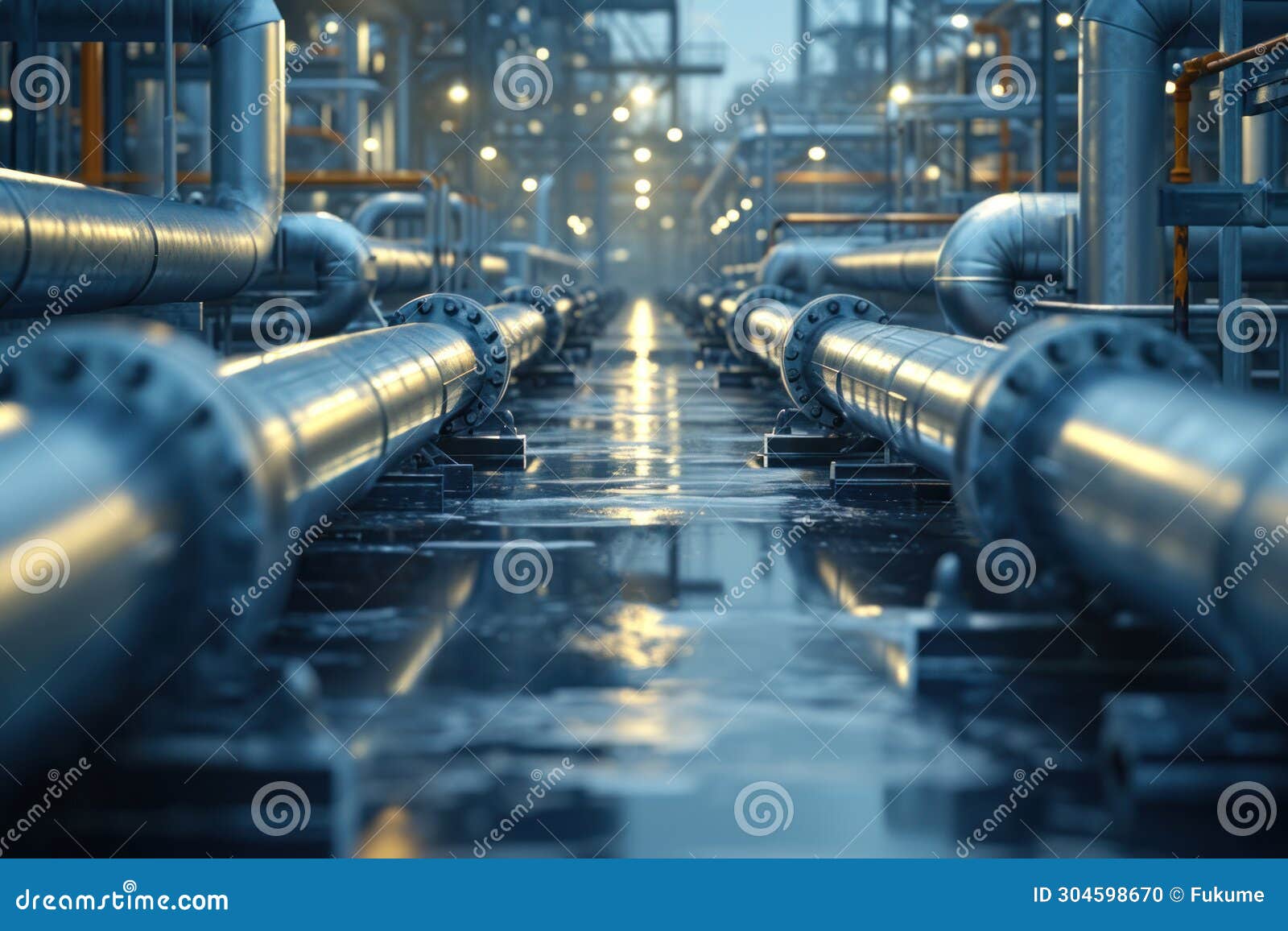 Industrial Pipelines in a Modern Factory. Stock Photo - Image of ...