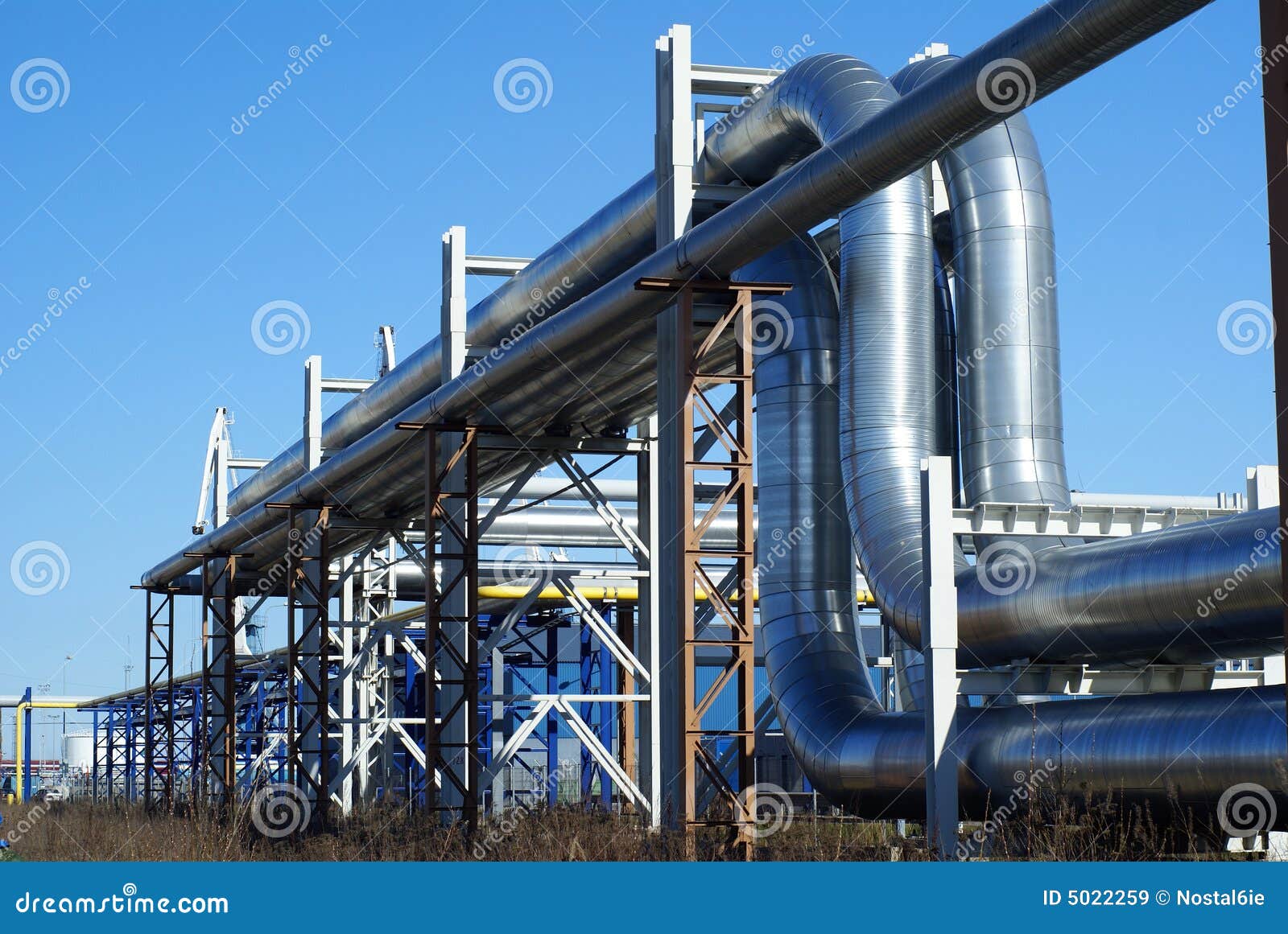 Industrial Pipelines on Pipe-bridge Stock Image - Image of convert ...