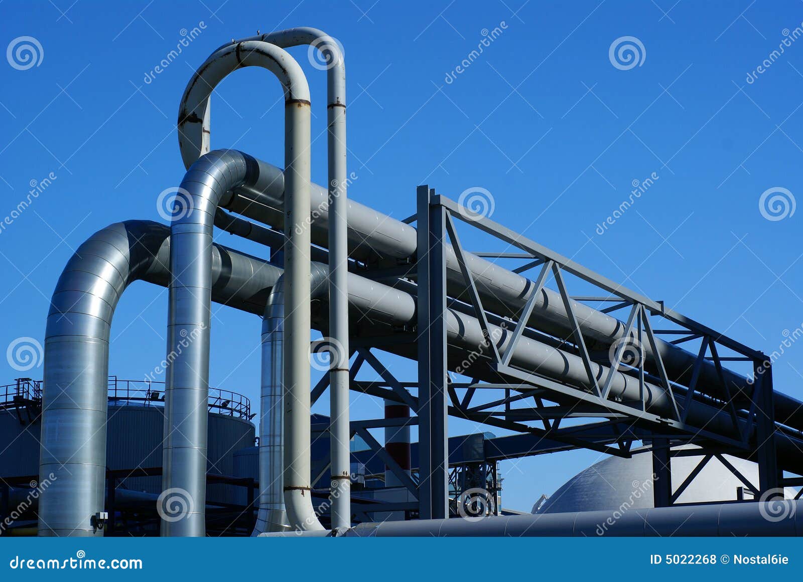 Industrial Pipelines on Pipe-bridge Stock Photo - Image of iron, burn ...
