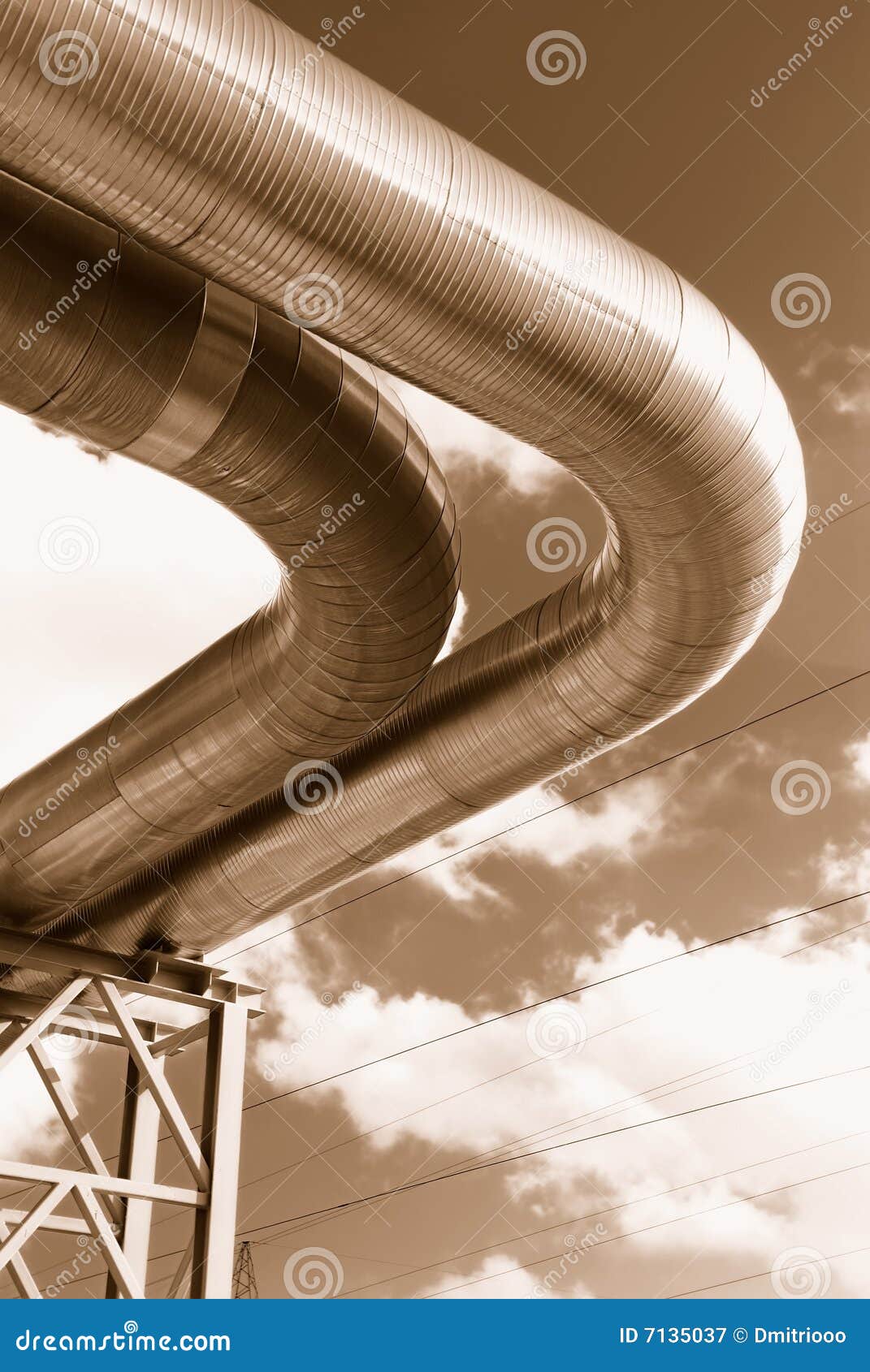 Industrial Pipelines on Pipe-bridge Stock Image - Image of bridge ...