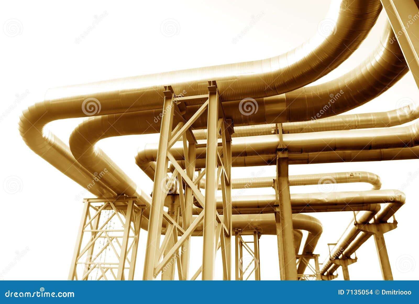 Industrial Pipelines on Pipe-bridge Stock Photo - Image of pipelines ...