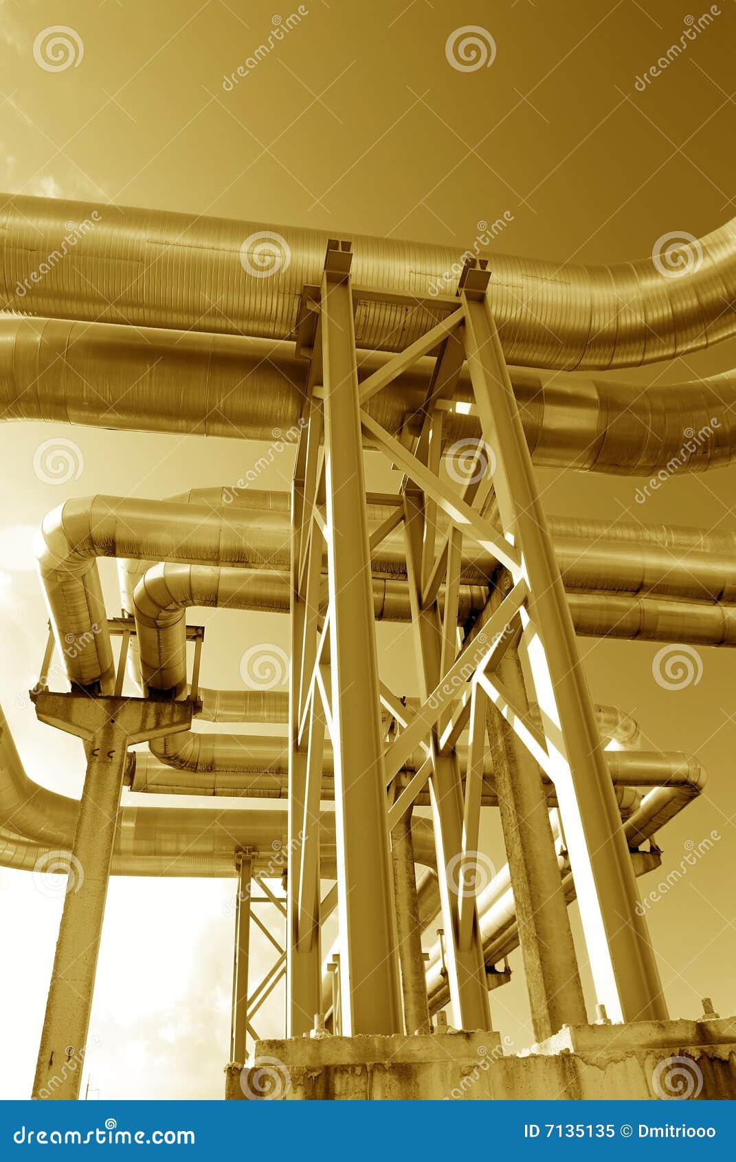 Industrial Pipelines on Pipe-bridge Stock Image - Image of converting ...