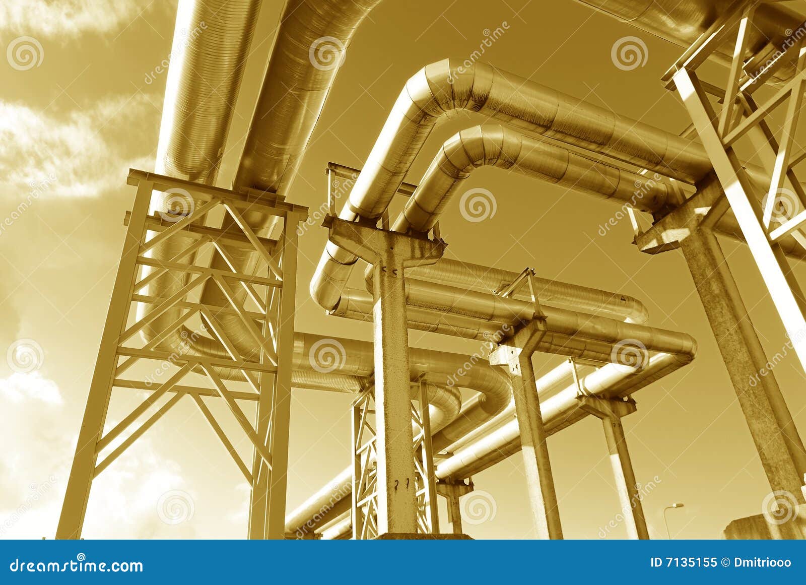 Industrial Pipelines on Pipe-bridge Stock Image - Image of lines ...