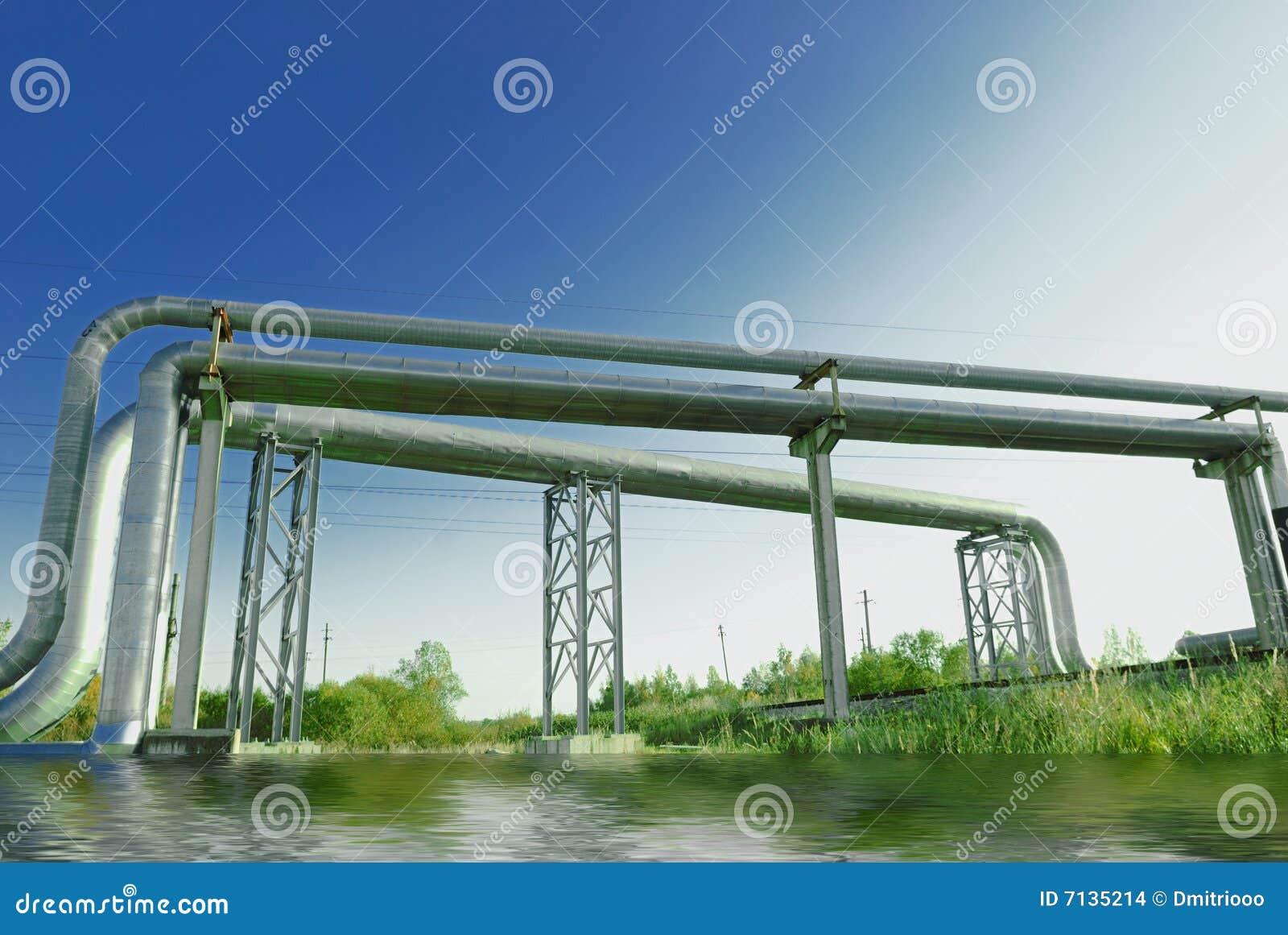 Industrial Pipelines on Pipe-bridge Stock Photo - Image of heat, robots ...