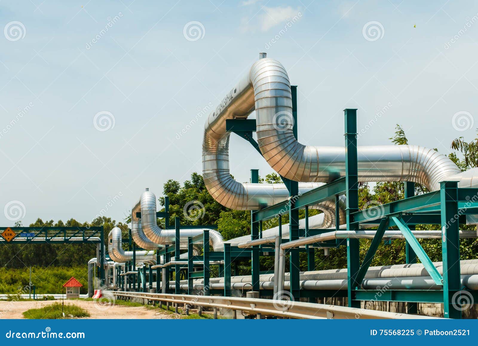 Industrial Pipelines on Pipe-bridge Stock Image - Image of immense ...