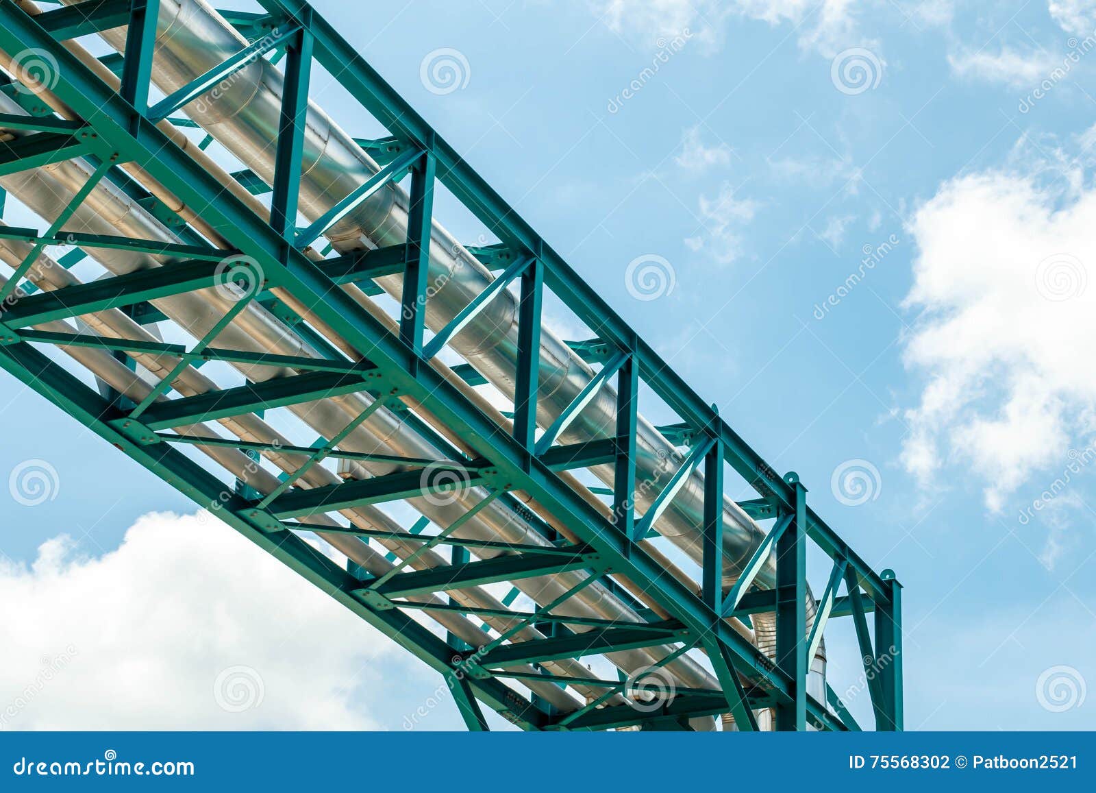 Industrial Pipelines on Pipe-bridge Stock Photo - Image of smokestack ...
