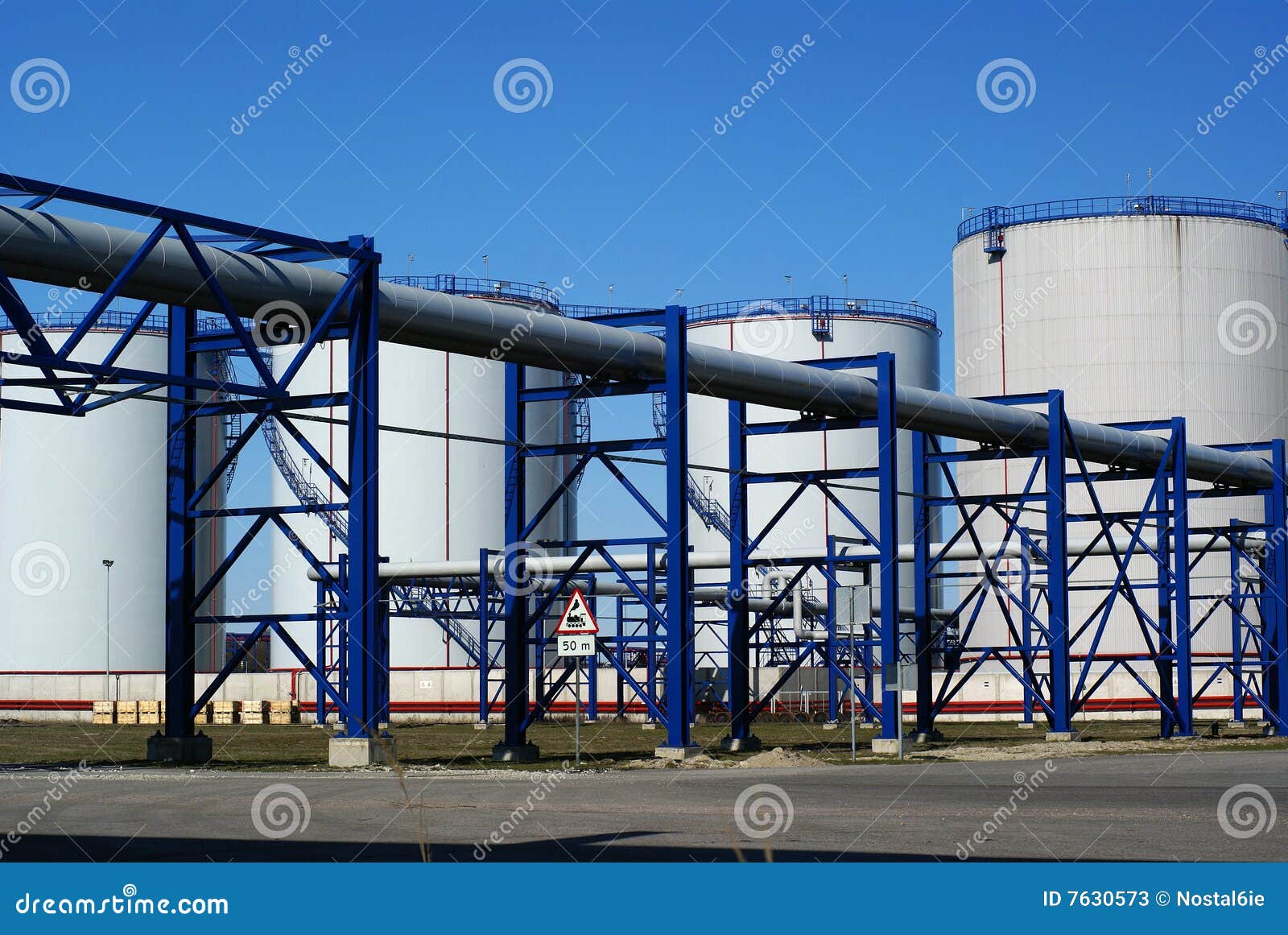 Industrial Pipelines and Storage Tanks Stock Image - Image of piping ...
