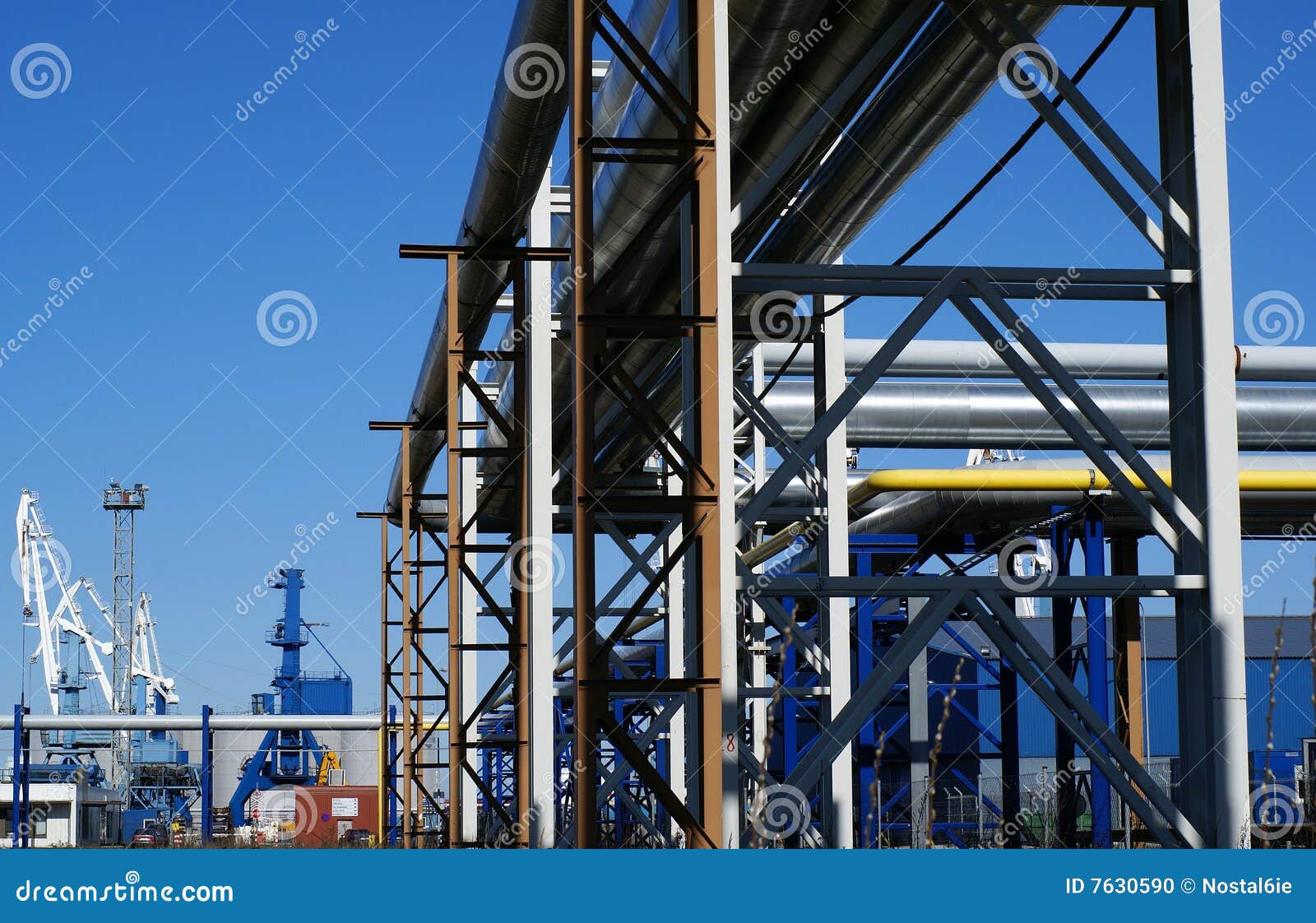 Industrial Pipelines and Storage Tanks Stock Photo - Image of lines ...