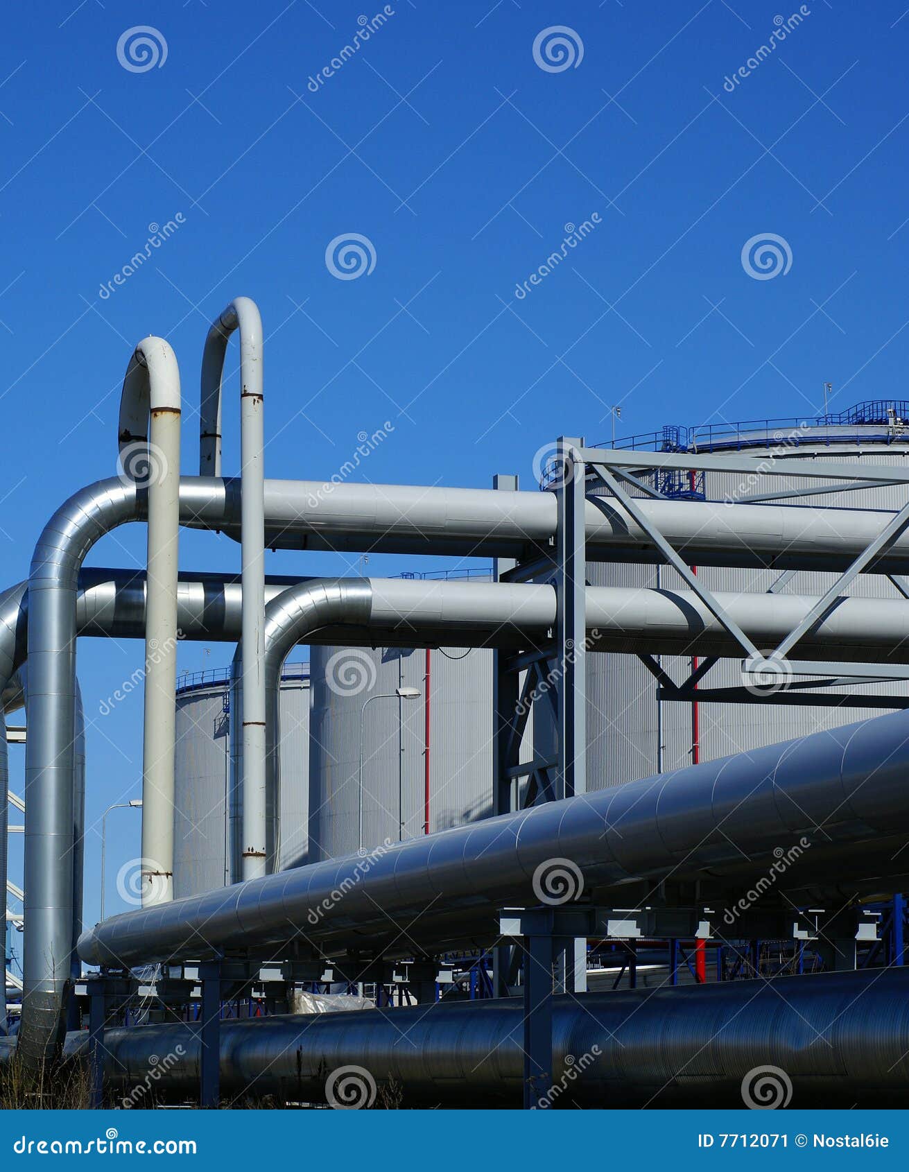 Industrial Pipelines and Storage Tanks Stock Image - Image of massive ...