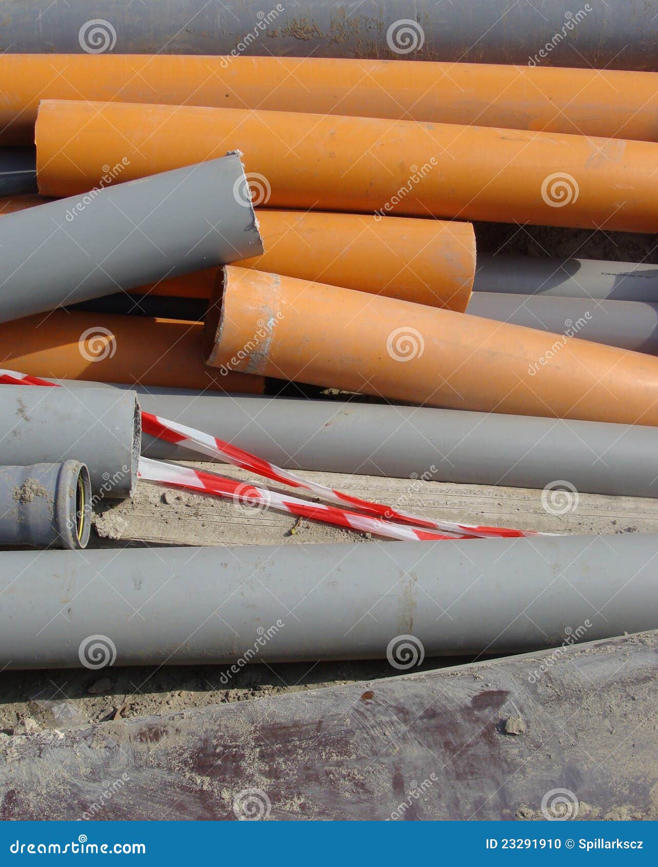 Industrial Pipes Laying on Pavement Stock Photo - Image of city, repair ...