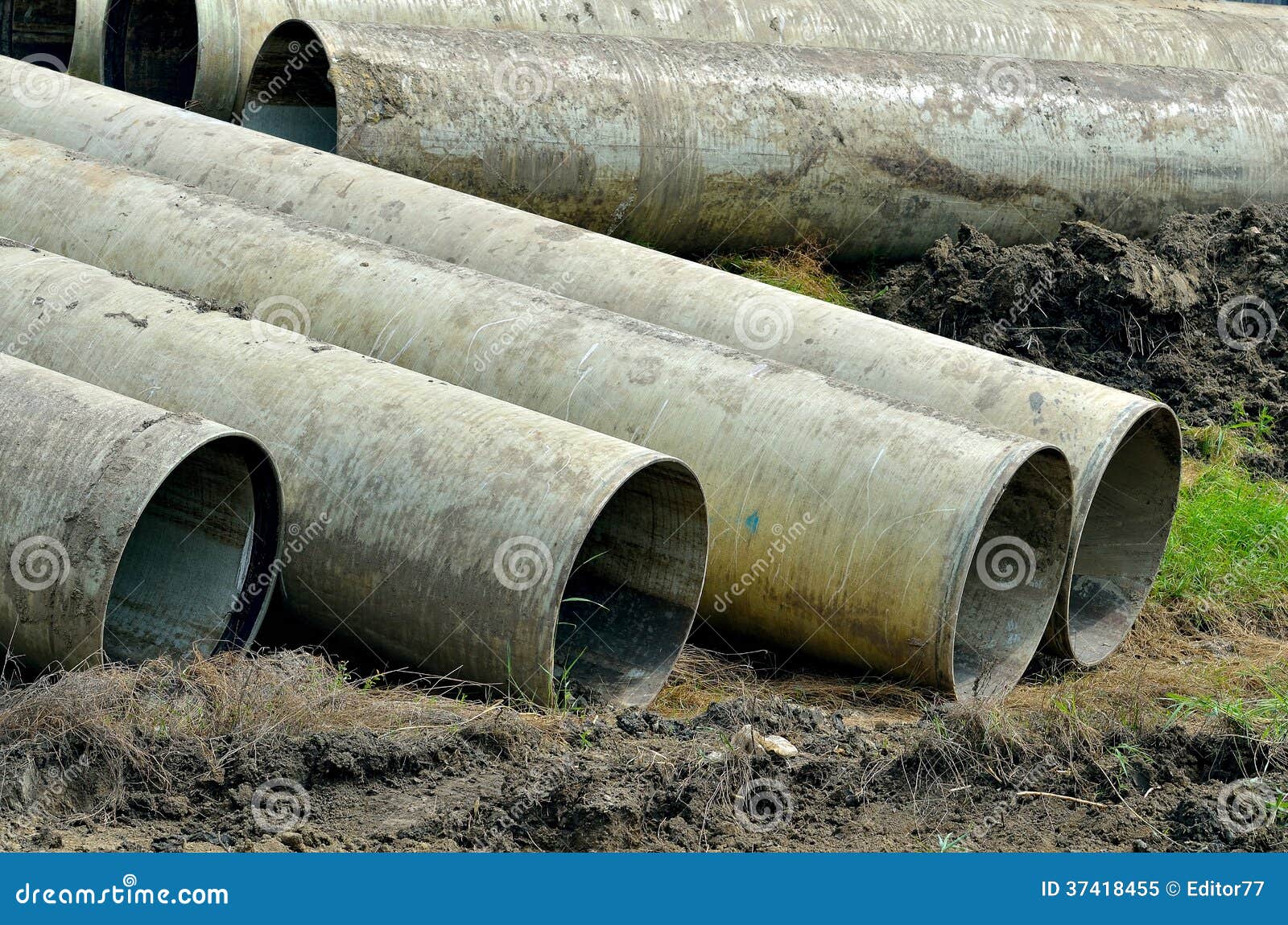 Industrial Pipes on the River Bed Stock Image - Image of stacked ...