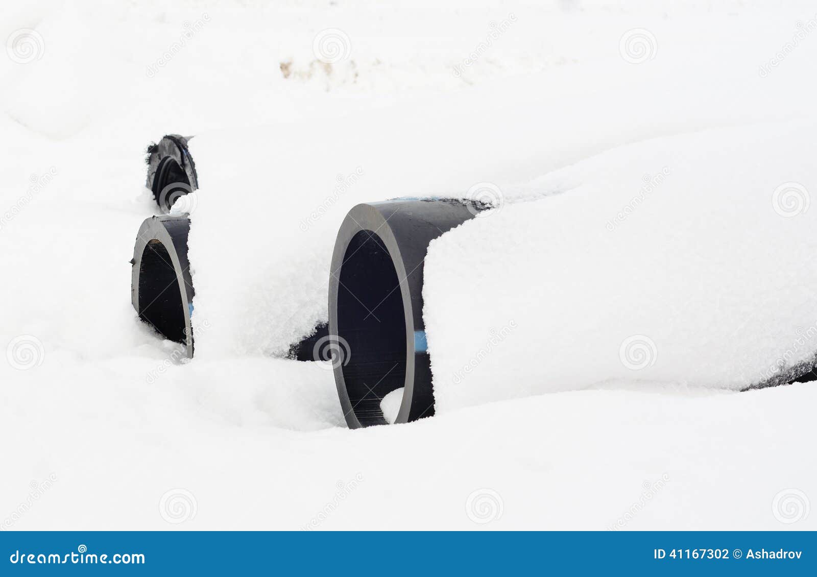 Industrial Pipes on Stock Covered with Snow Stock Photo - Image of ...