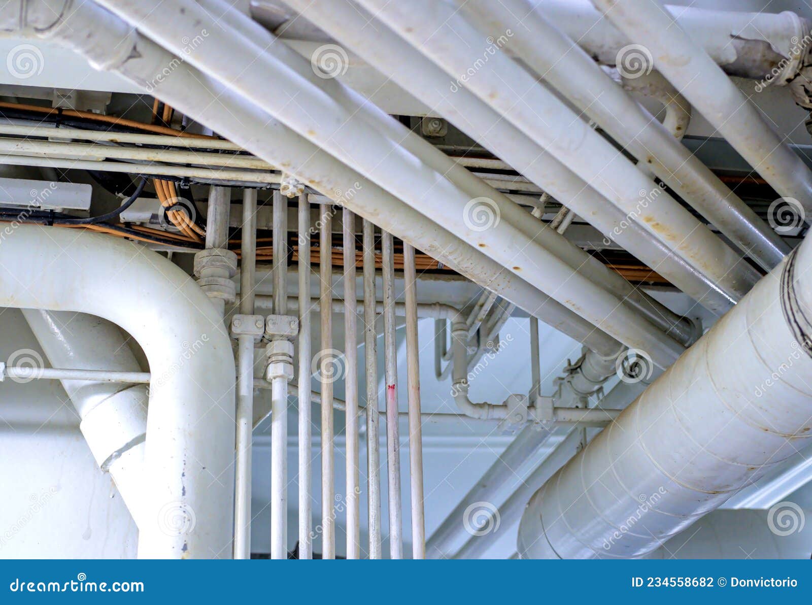 Industrial Piping and Valves. Modern Ship Interior Stock Photo - Image ...