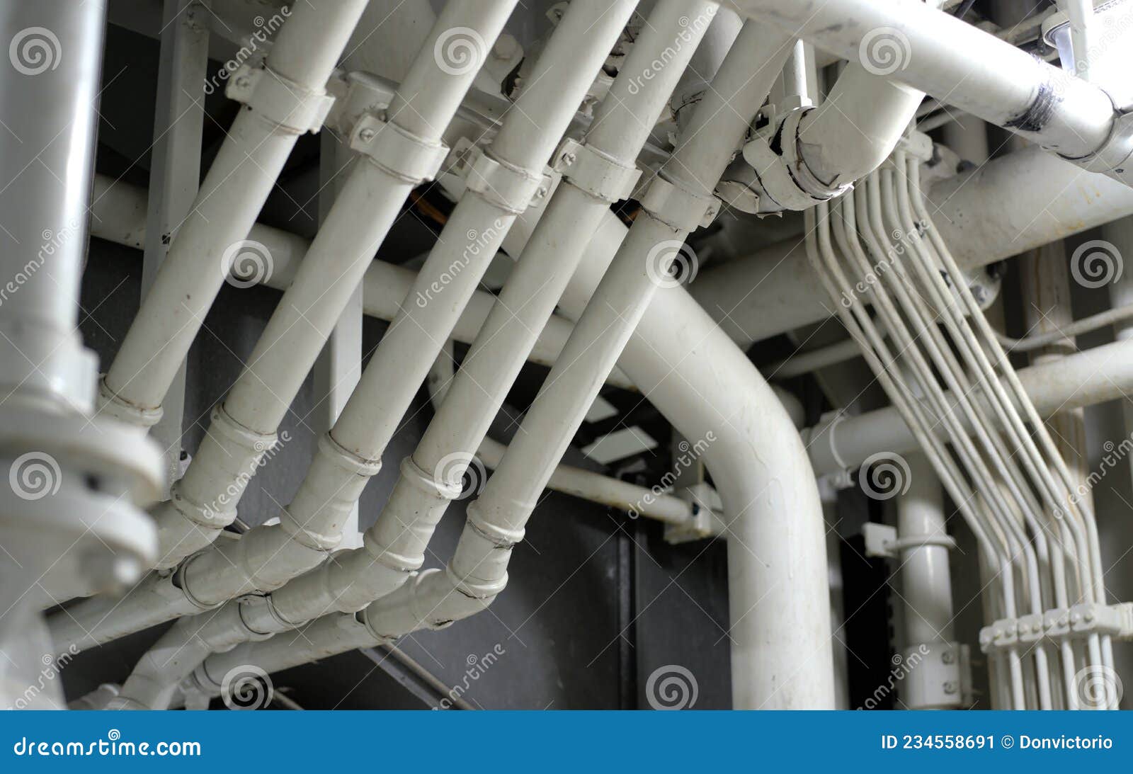 Industrial Piping and Valves. Modern Ship Interior Stock Image - Image ...