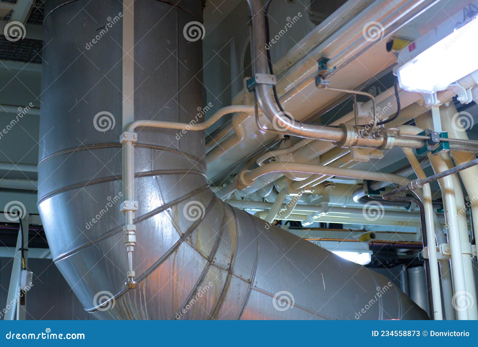 Industrial Piping and Valves. Modern Ship Interior Stock Image - Image ...
