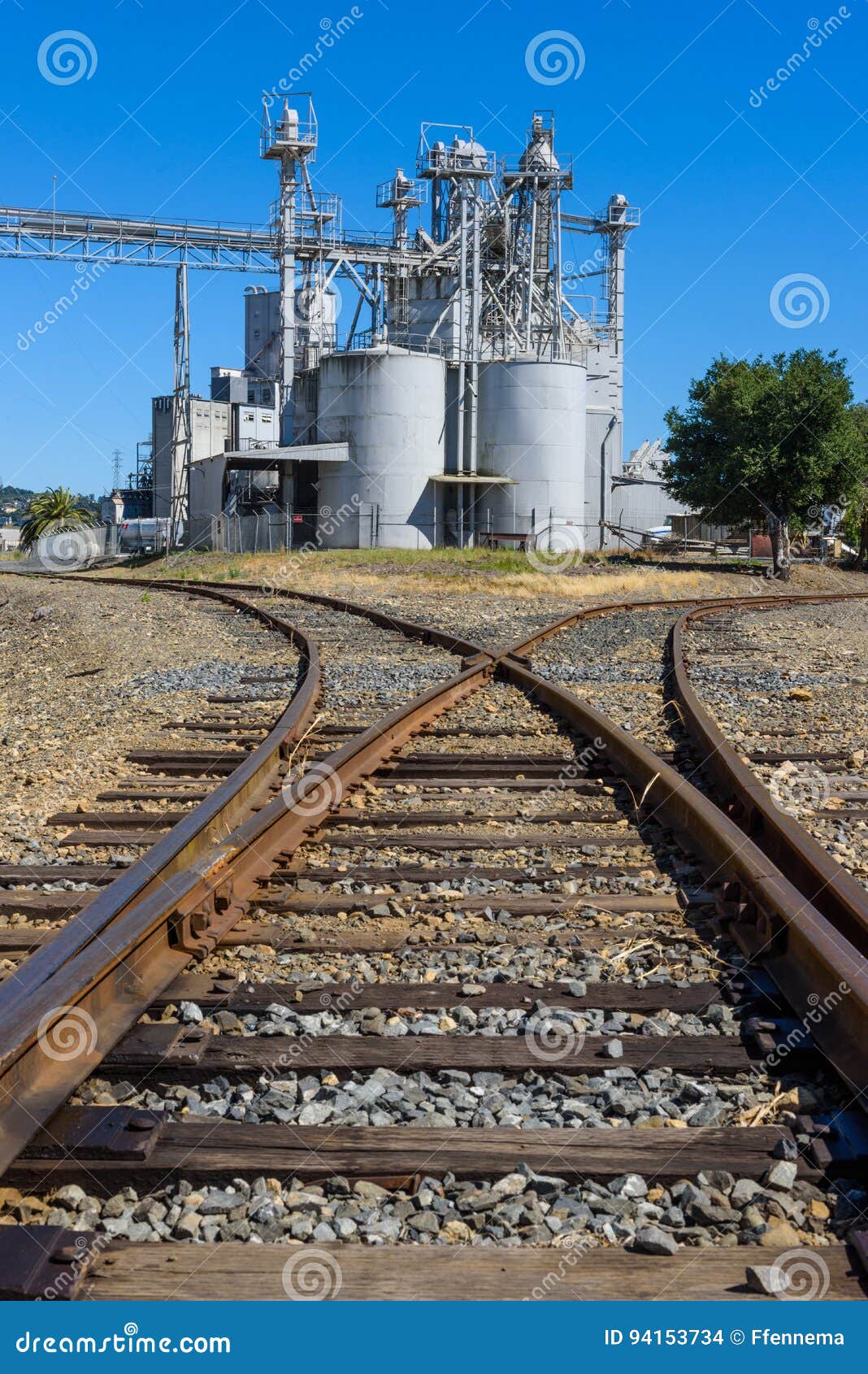 Industrial Plant with Storage Containers and Walkways Stock Photo ...