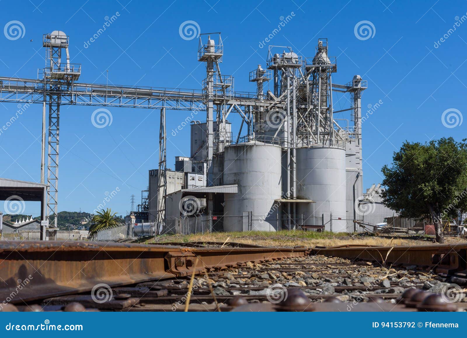 Industrial Plant with Storage Containers and Walkways Stock Photo ...