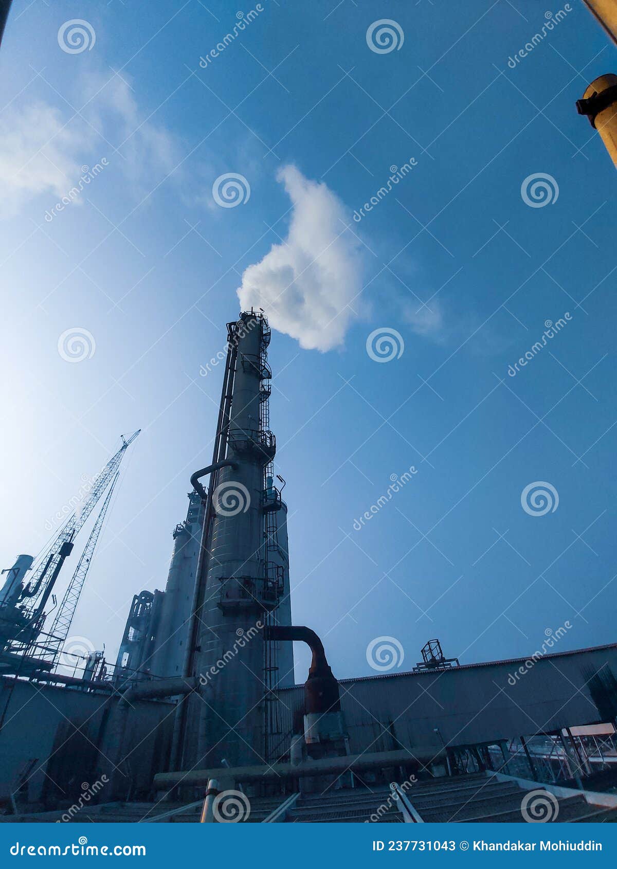 The Industrial Plant Venting Her Process Gas. Stock Image - Image of ...