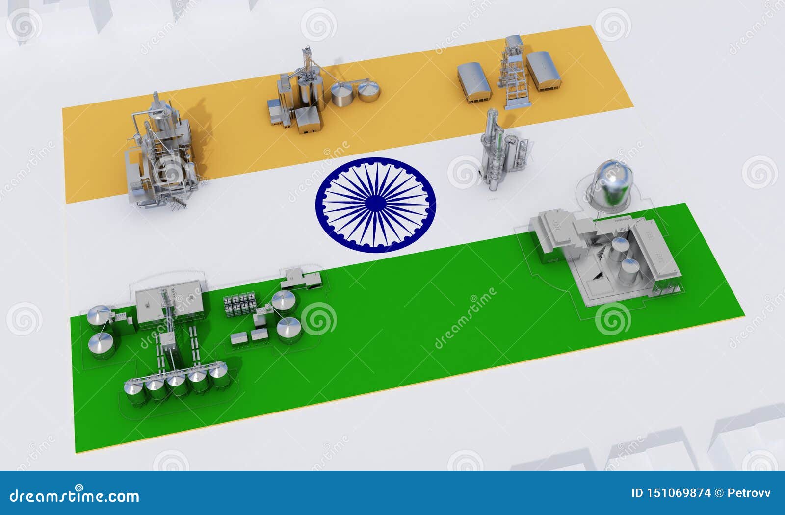 Industrial Plants on Flag India Stock Illustration - Illustration of ...