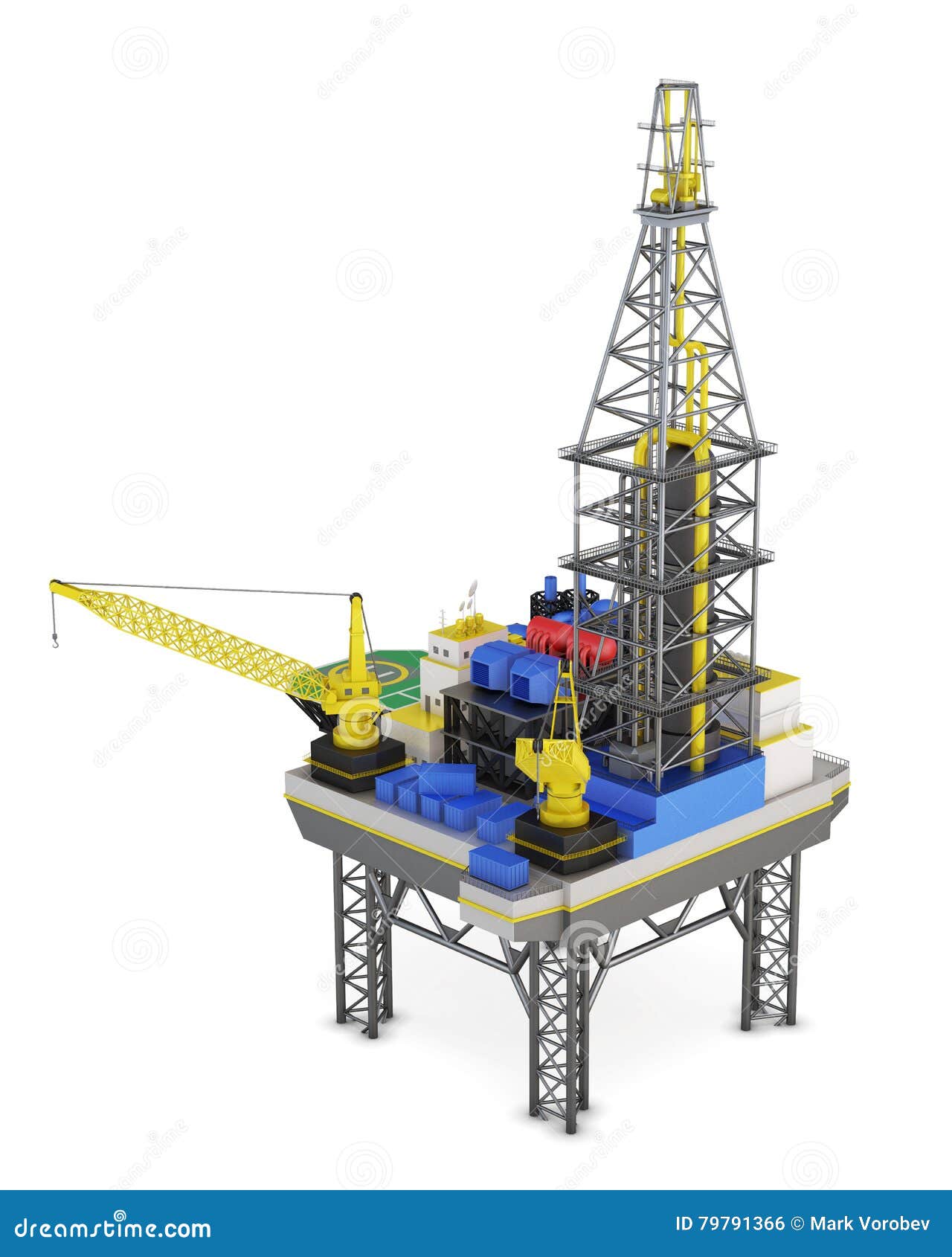 Industrial Platform Offshore . 3d Rendering Stock Illustration ...