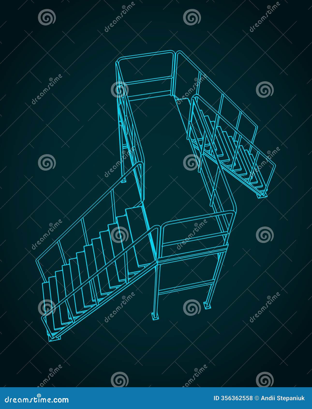 Industrial Platform and Stairs Blueprint Stock Vector - Illustration of ...