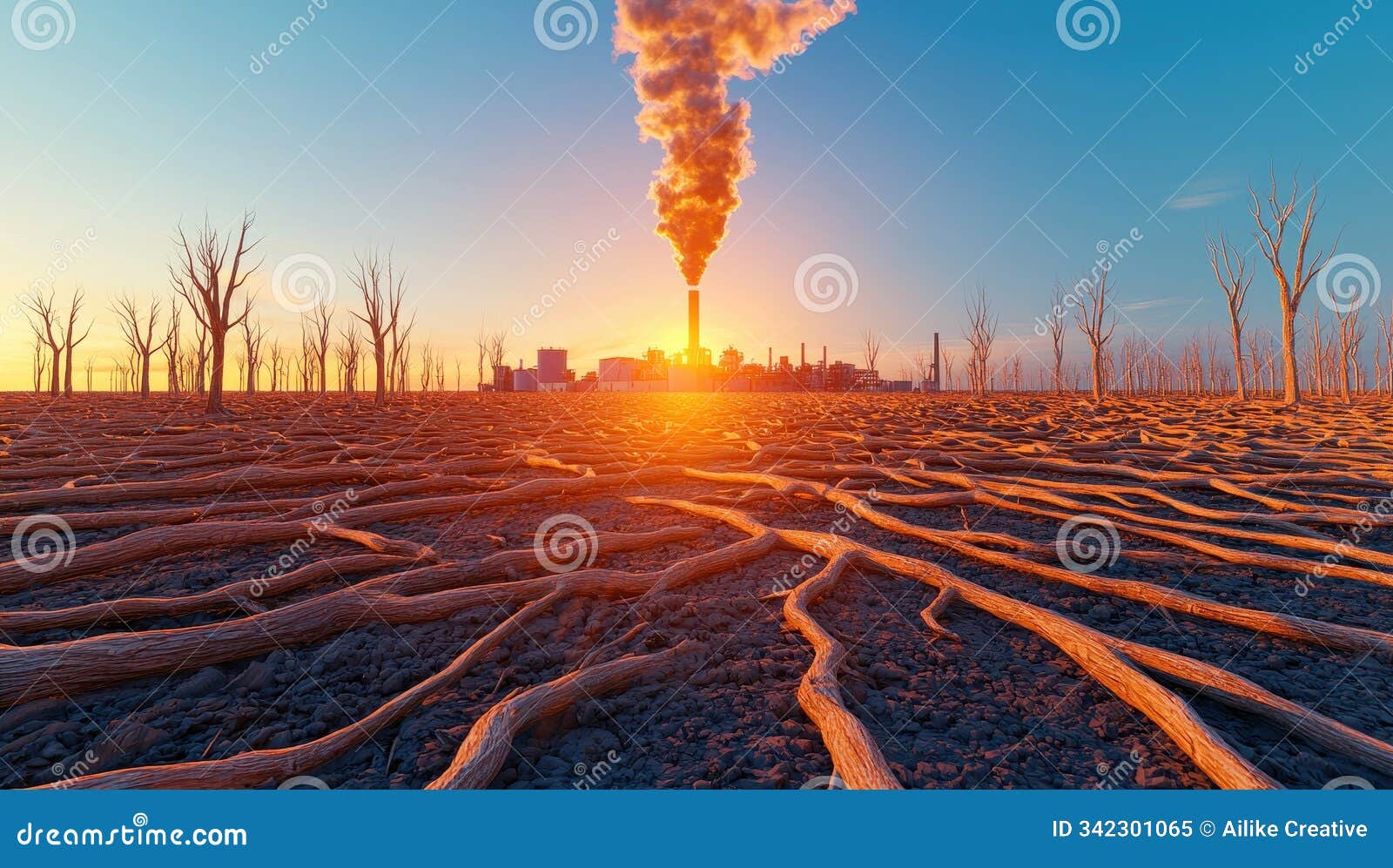 Industrial Pollution Causing Environmental Damage. Concept of Climate ...