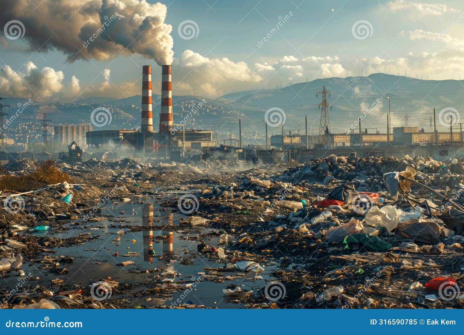 Industrial Pollution and Environmental Disaster with Smokestacks and ...