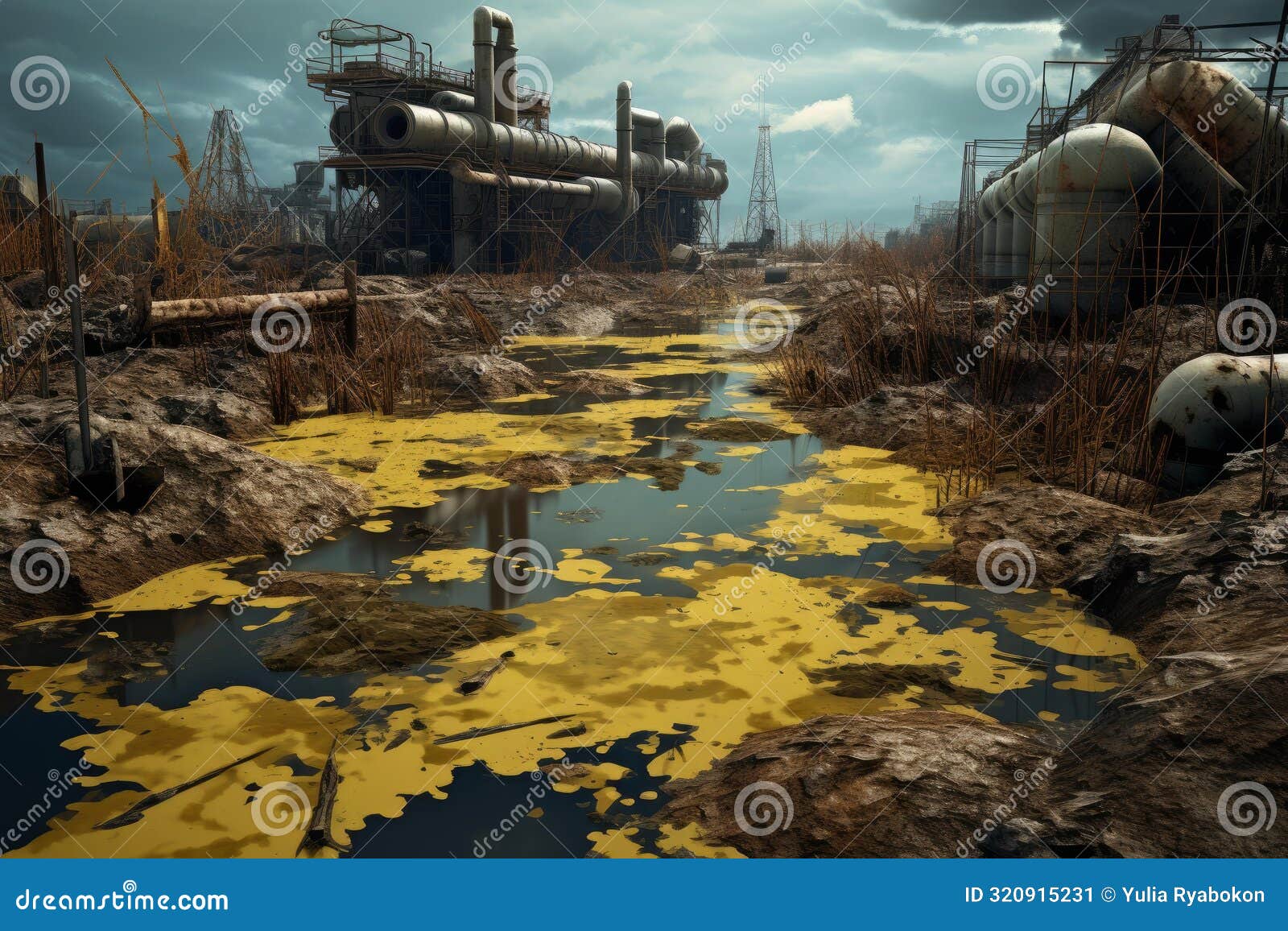 Industrial Pollution in a Post-apocalyptic Landscape Stock Image ...