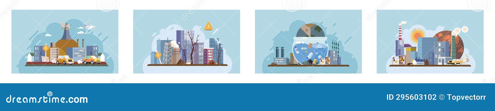 Industrial Pollution. Vector. Smokes with Smog are Warning Signs ...