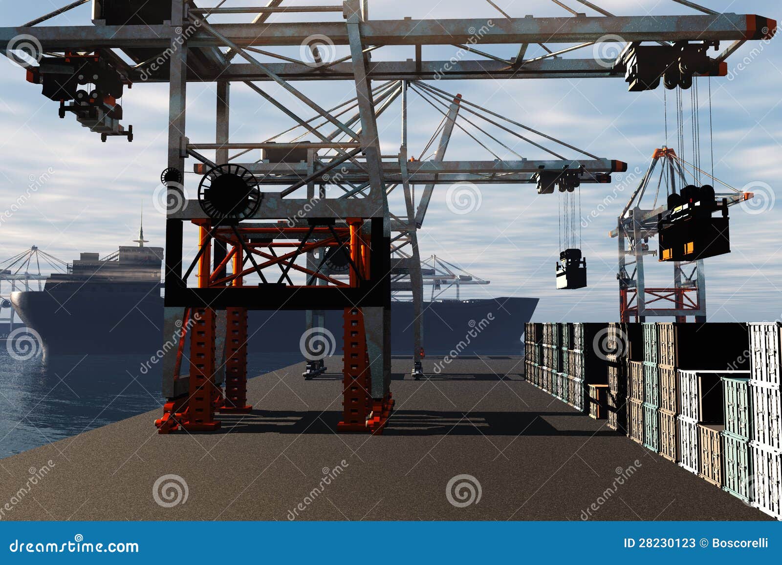 Industrial Port 3D Render 1 Stock Illustration - Illustration of ...