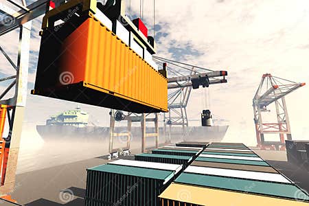 Industrial Port 3D Render 1 Stock Illustration - Illustration of ...