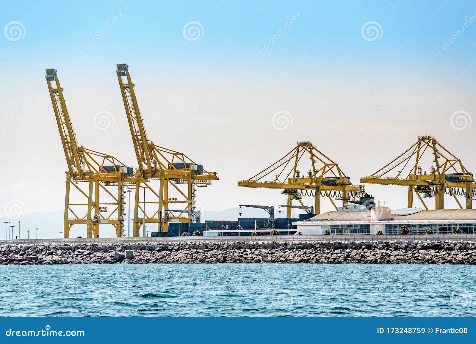 Industrial Port with Cranes Stock Image - Image of crane, ship: 173248759