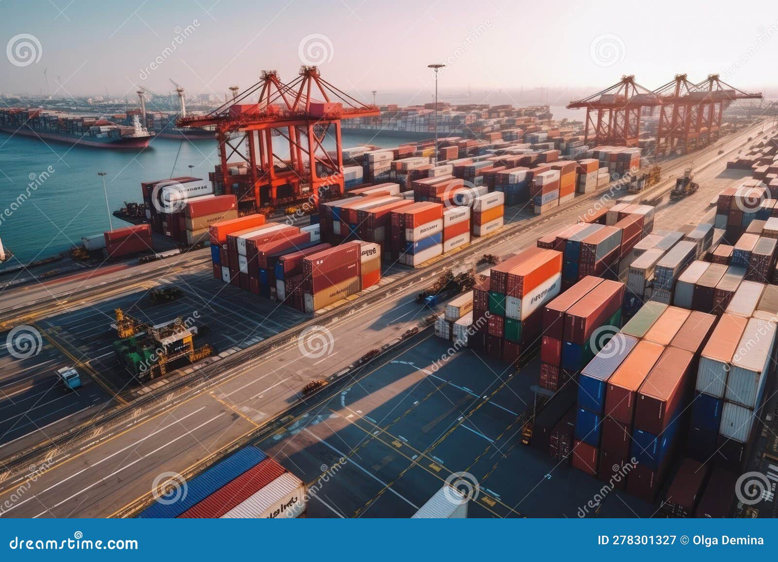 Industrial Port Container Terminal, Container Loading Process,, Global ...