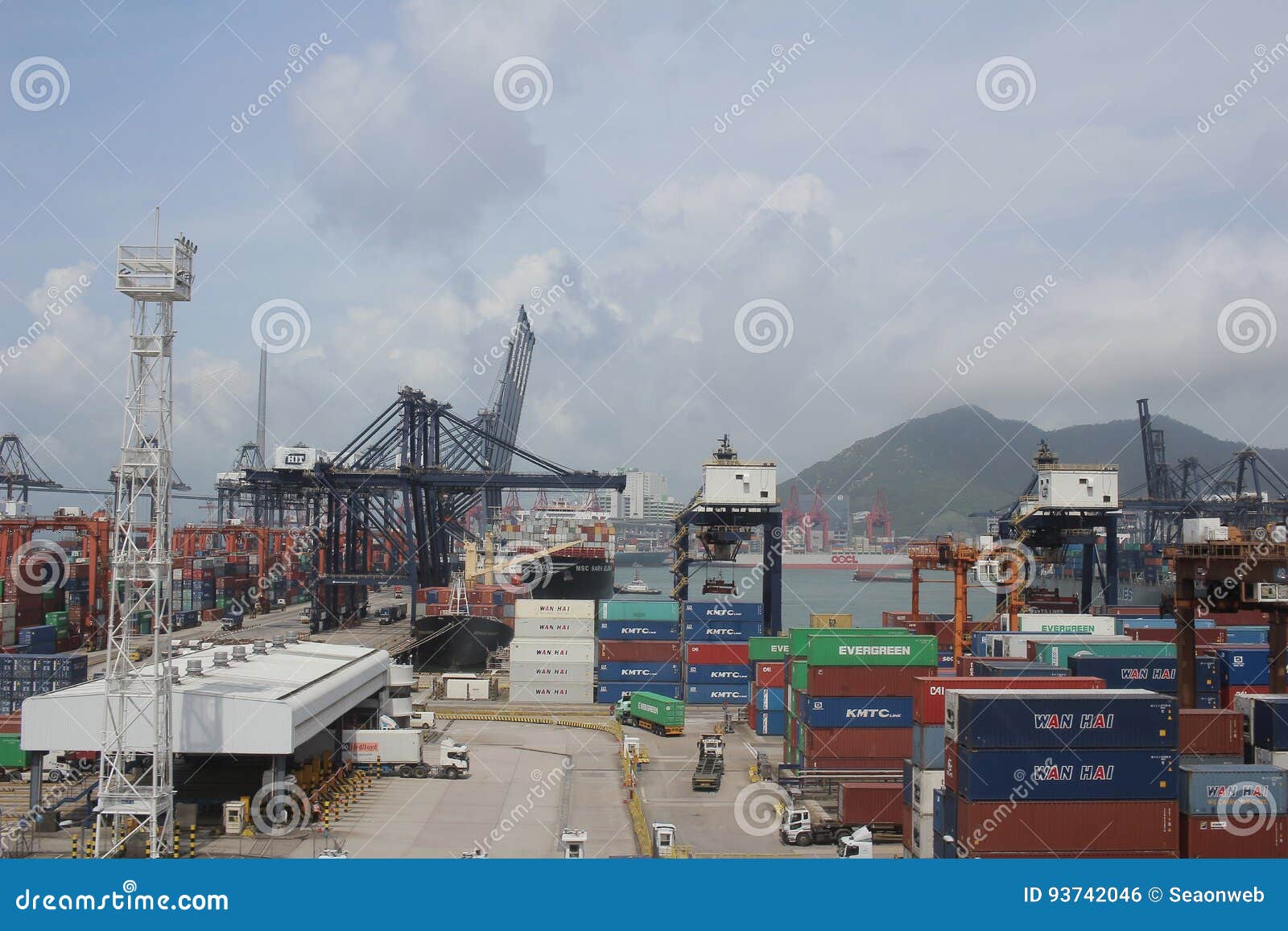 The Industrial Port with Containers Editorial Photo - Image of ...