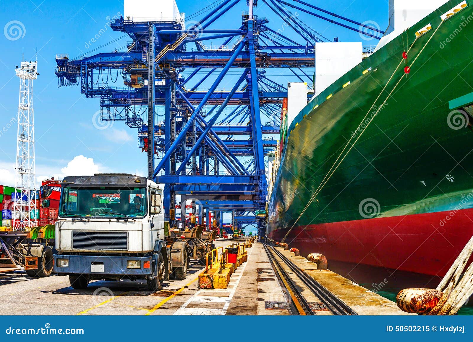 Industrial Port With Containers, Shanghai Yangshan Deepwater Port Is A ...