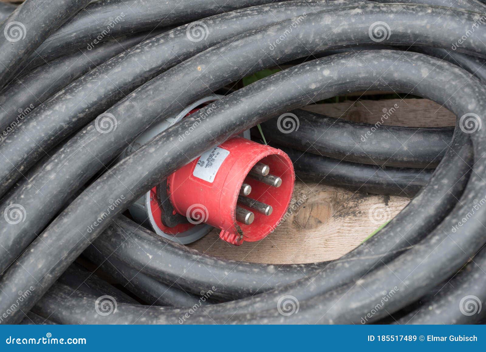 Industrial Power Cable with Red Plug Stock Image - Image of costs ...