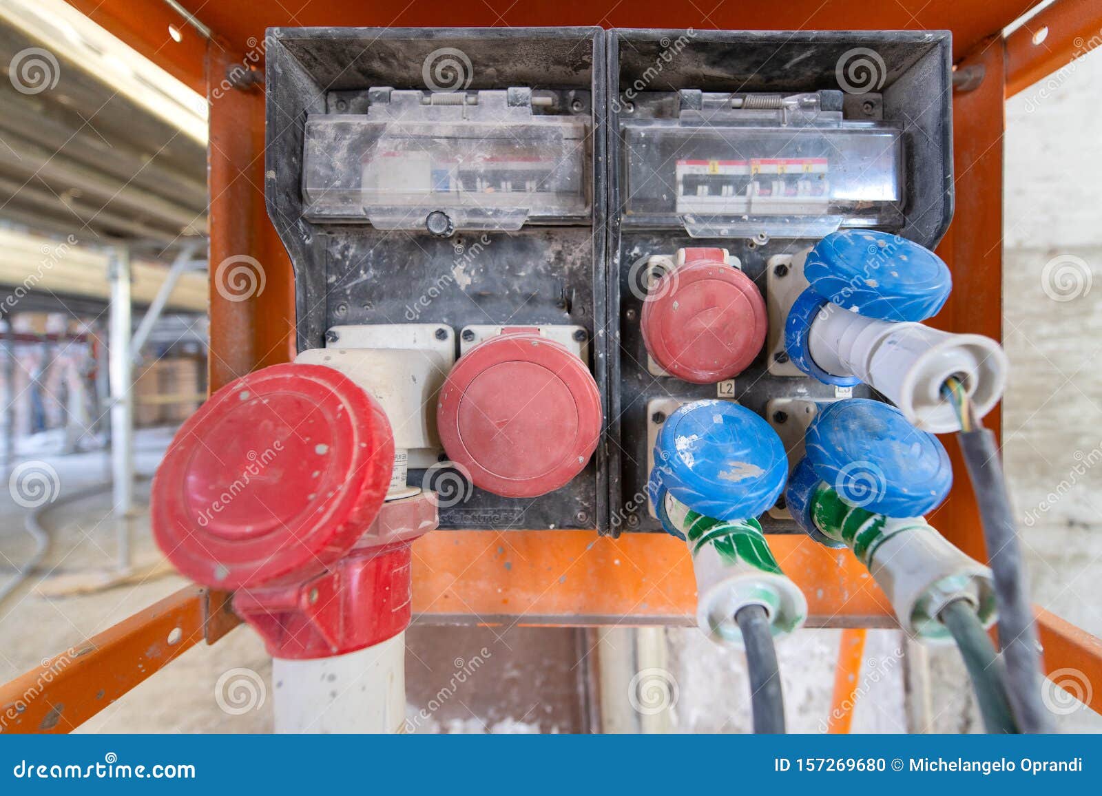 Industrial Power Outlets at a Construction Site Stock Photo - Image of ...