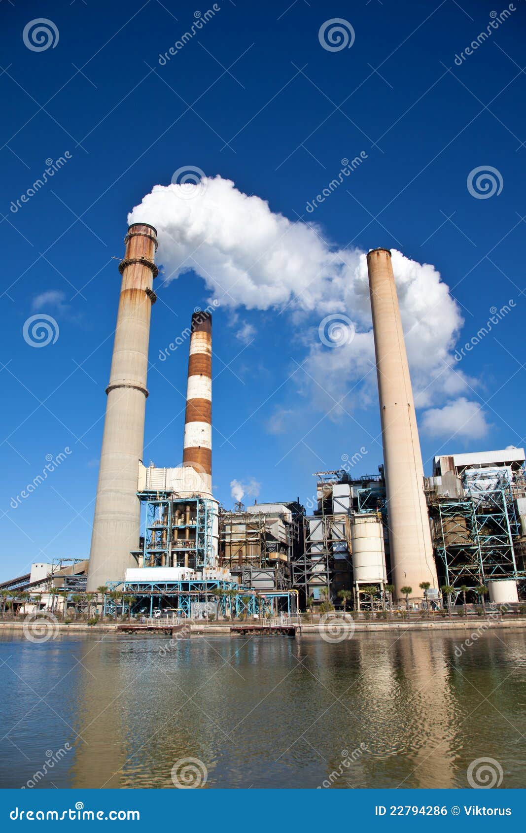 Industrial Power Plant with Smokestack Stock Photo - Image of industry ...