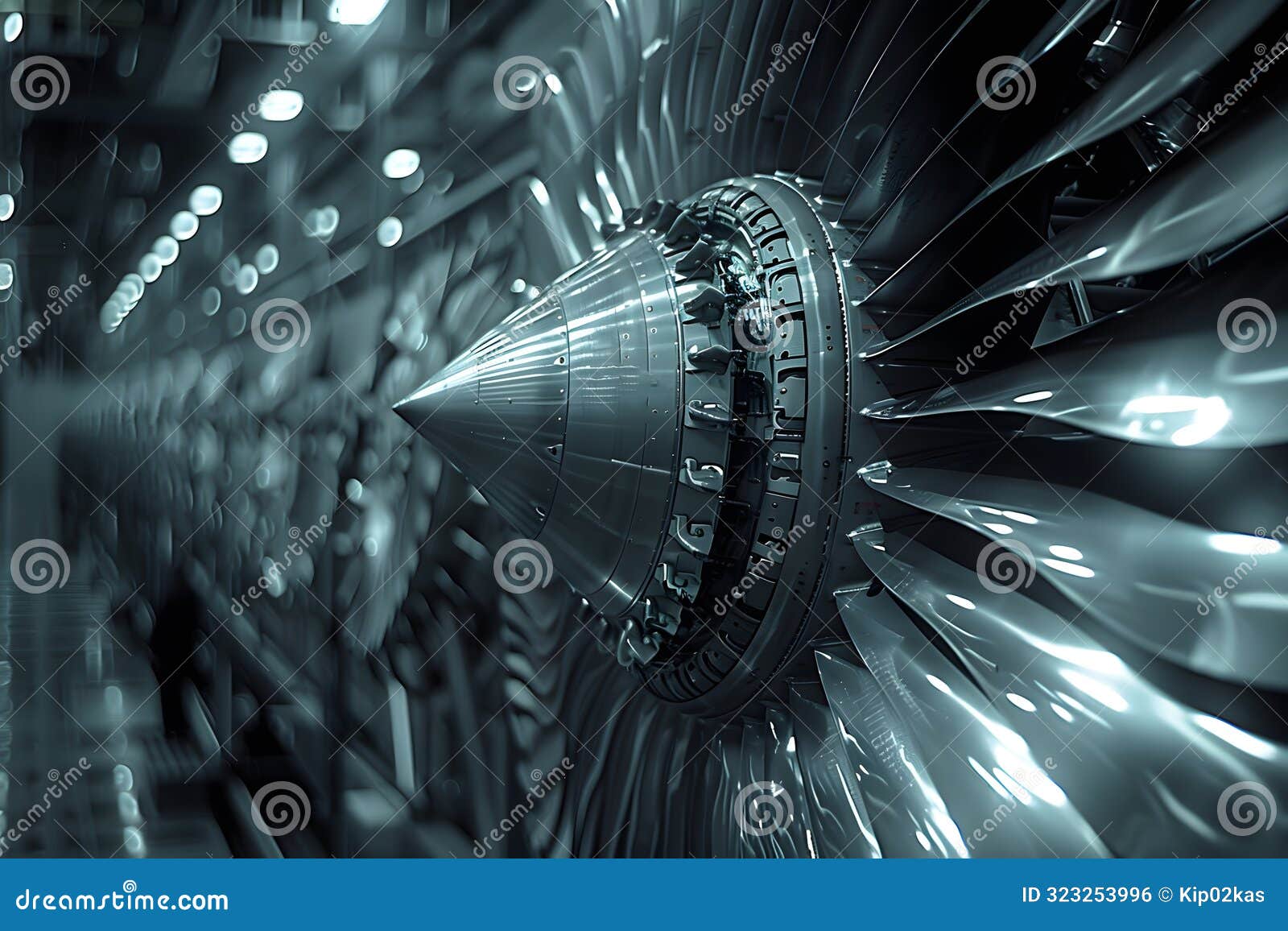 Industrial Precision - Close-Up View of an Advanced Aircraft Jet Engine ...